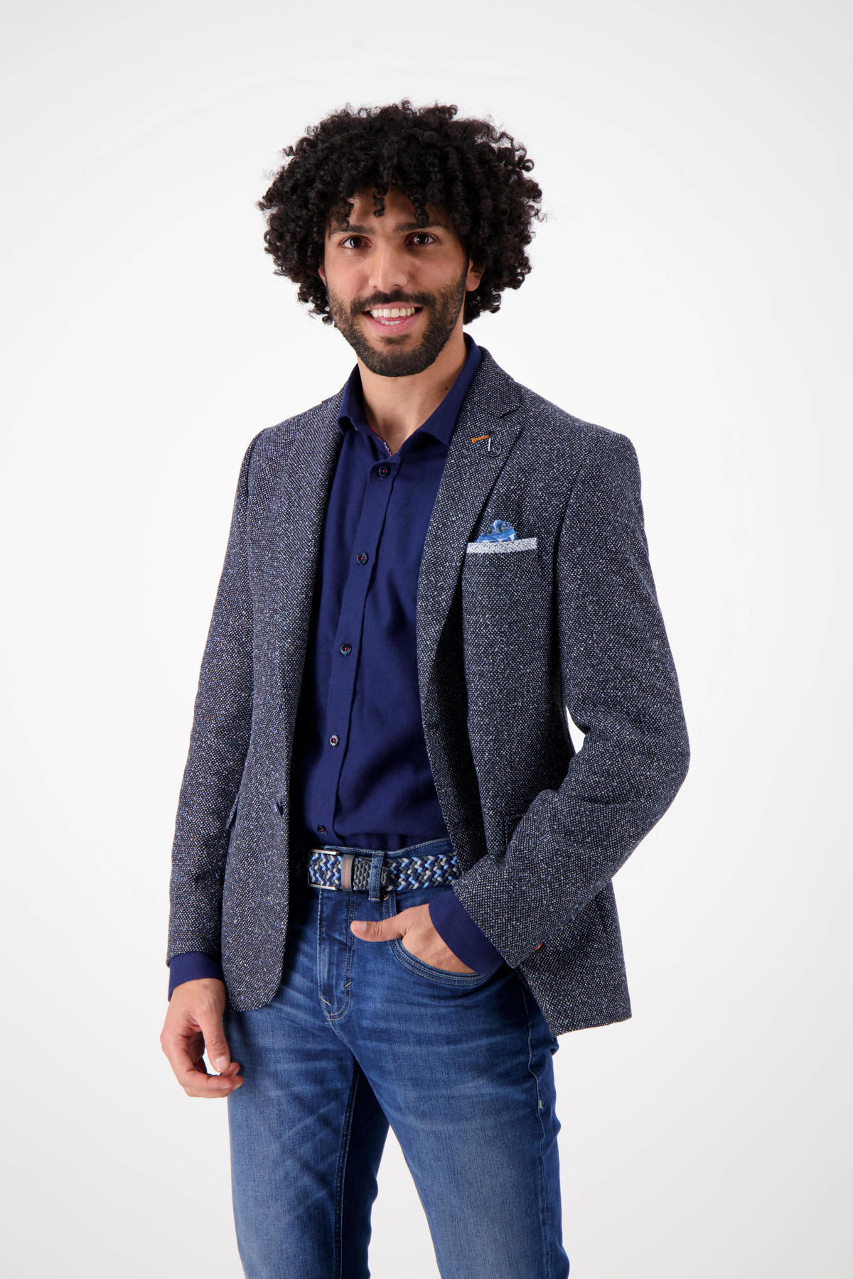 A fish named Fred gemêleerd regular fit colbert navy | wehkamp