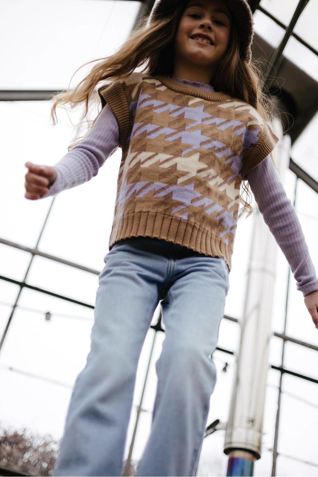 LEVV spencer FINA met all over print bruin/lila/ecru | wehkamp