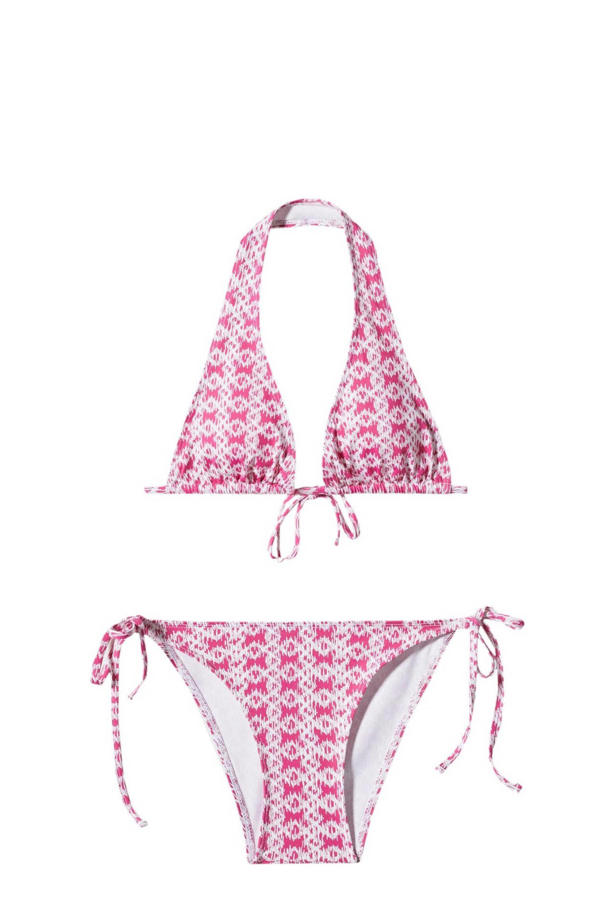 Mango Kids triangel bikini roze/wit | wehkamp