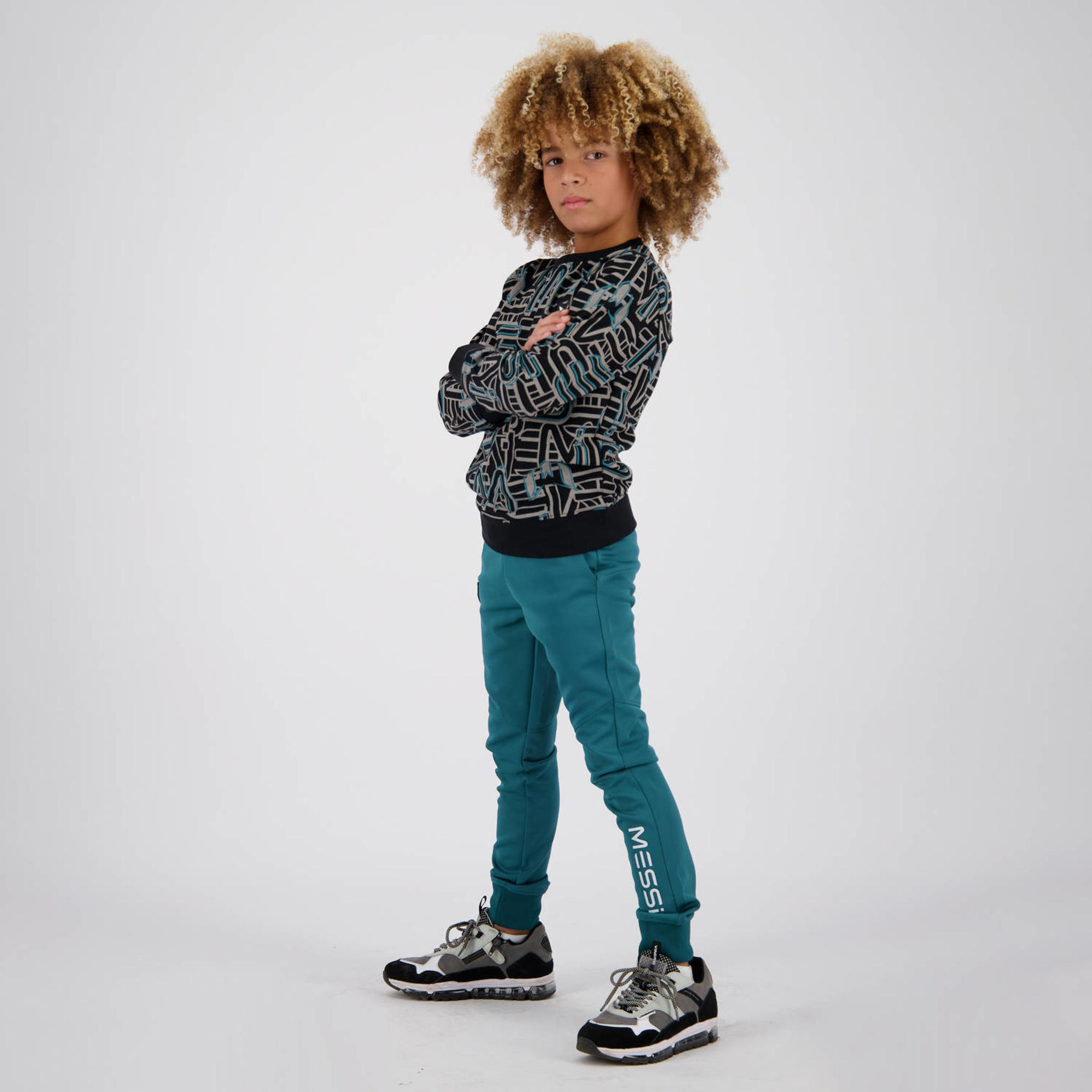 Vingino x Messi skinny joggingbroek Santino met logo diepblauw | wehkamp