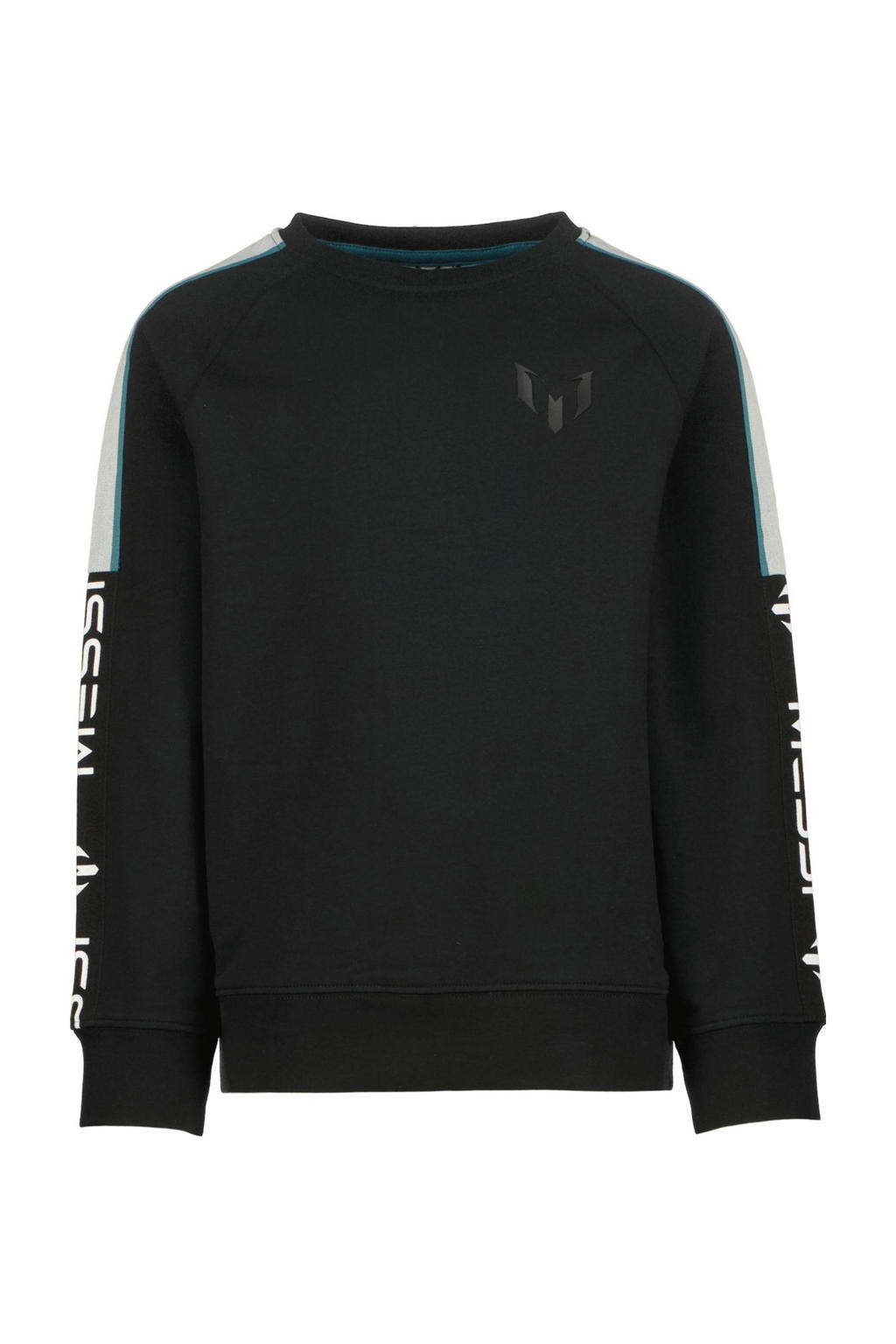 Vingino x Messi sweater Narlos met contrastbies zwart/wit | wehkamp