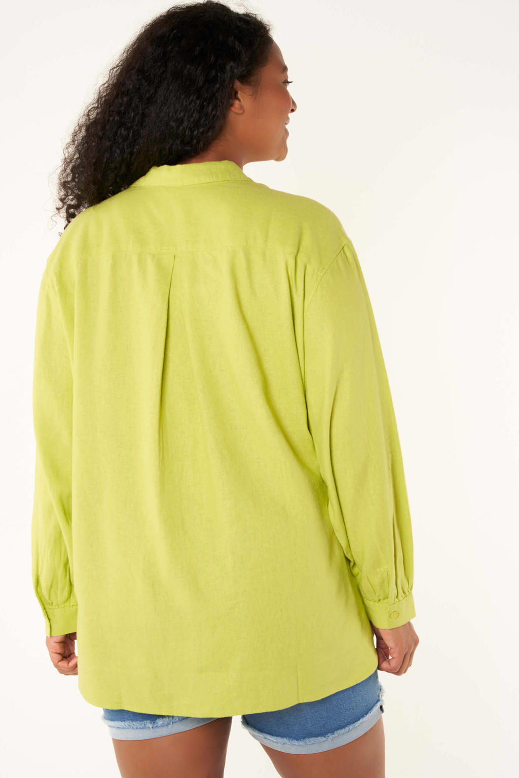 MS Mode blouse met linnen limegroen | wehkamp