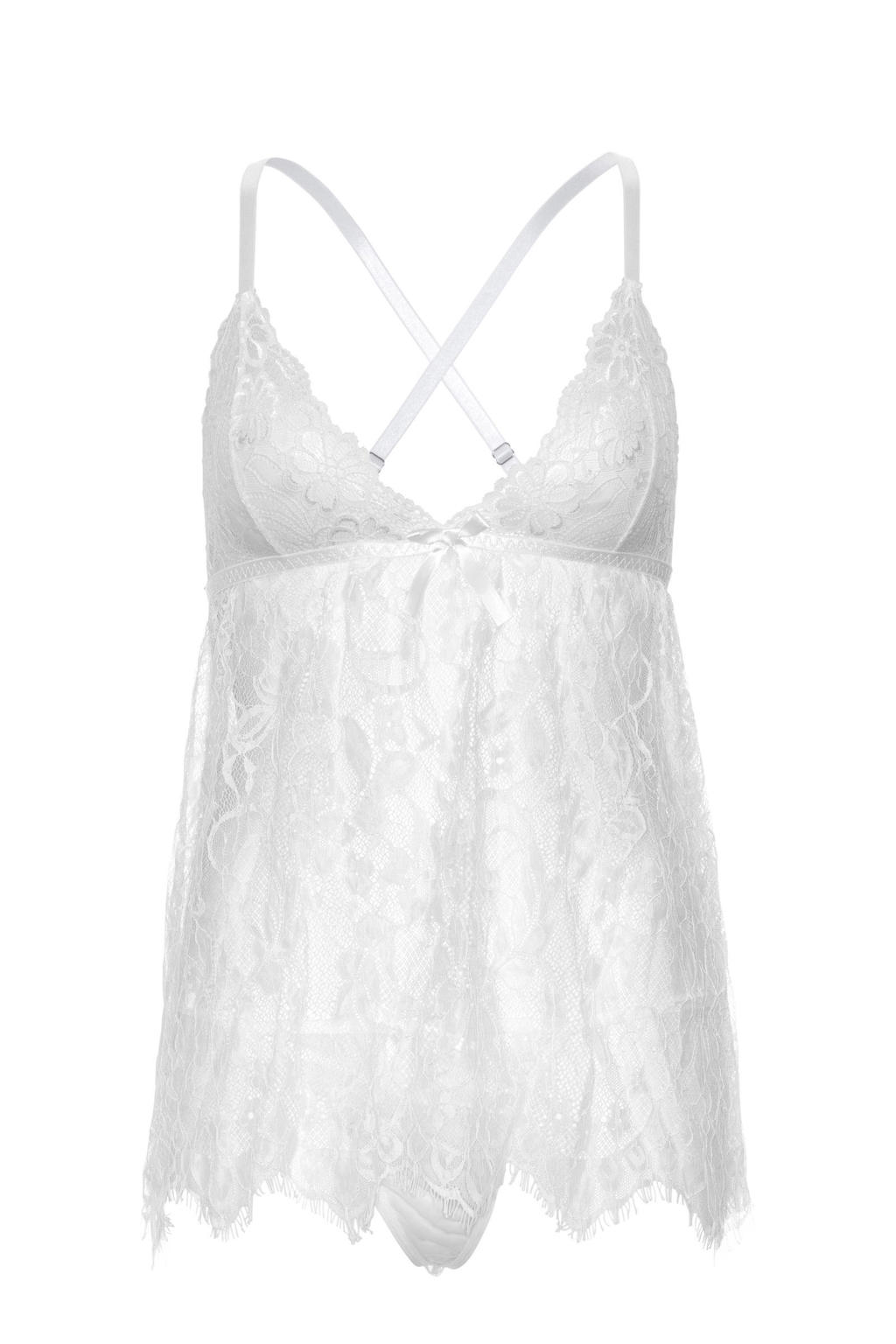 Leg Avenue babydoll met string wit | wehkamp