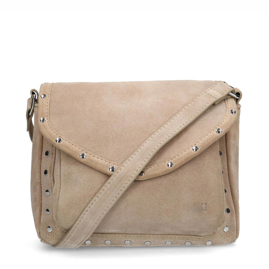 Manfield suède crossbody tas beige | wehkamp