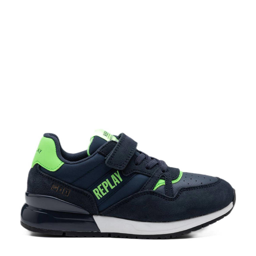 REPLAY sneakers donkerblauw/groen | wehkamp