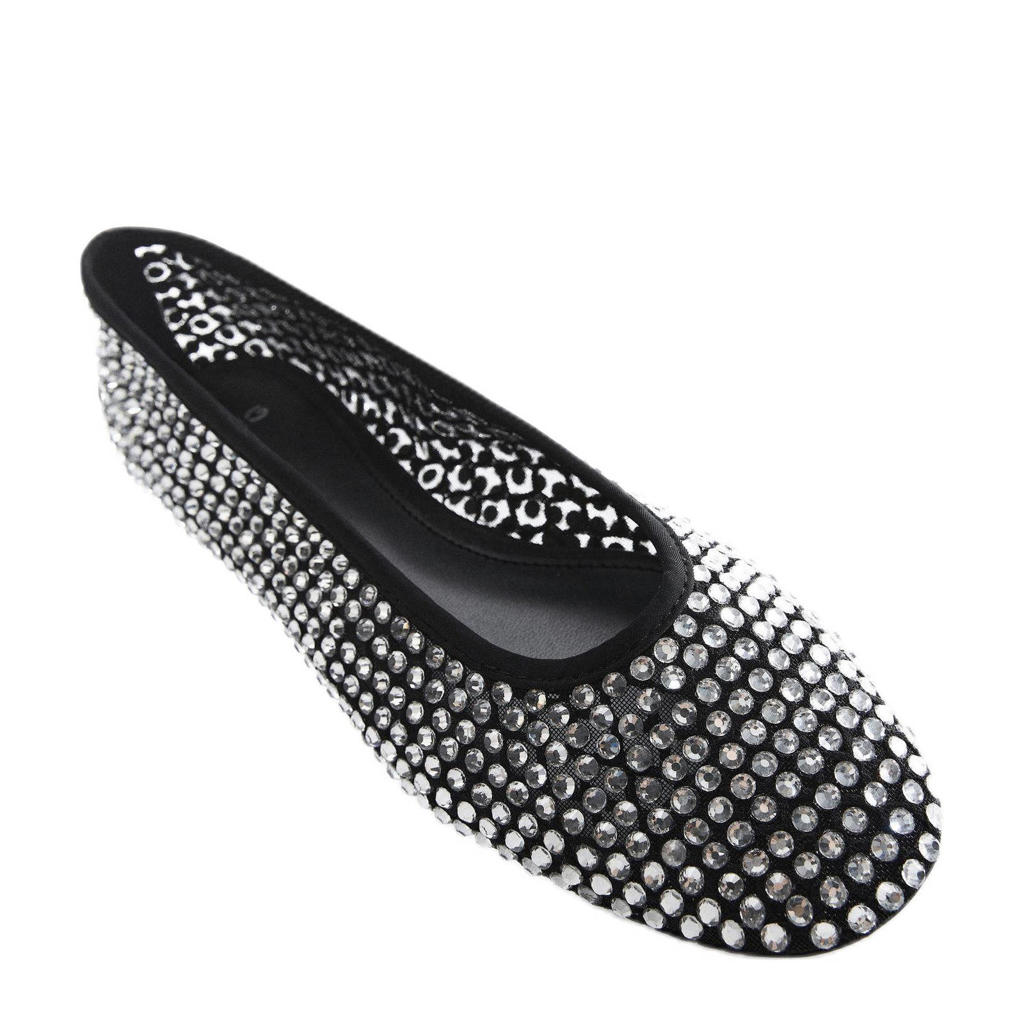 Mango ballerina's met strass zwart | wehkamp