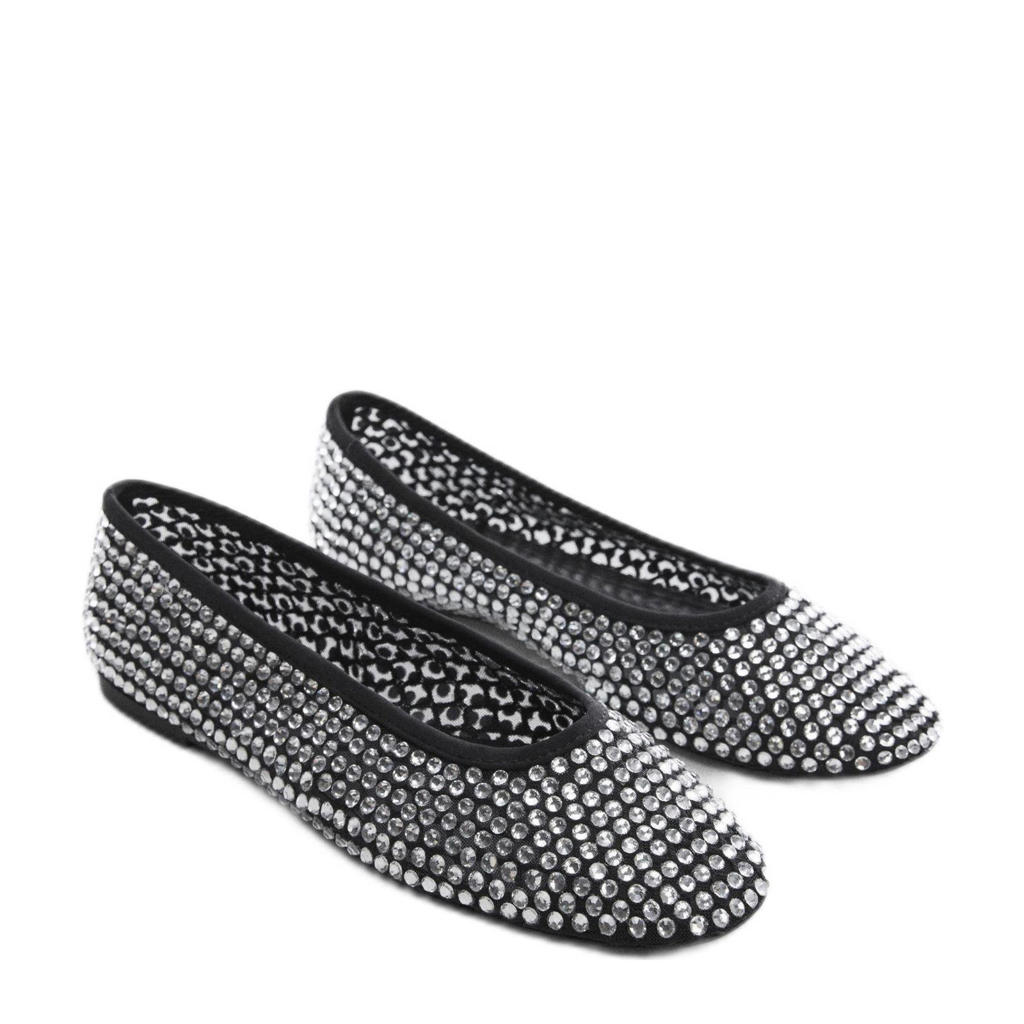 Mango ballerina's met strass zwart | wehkamp