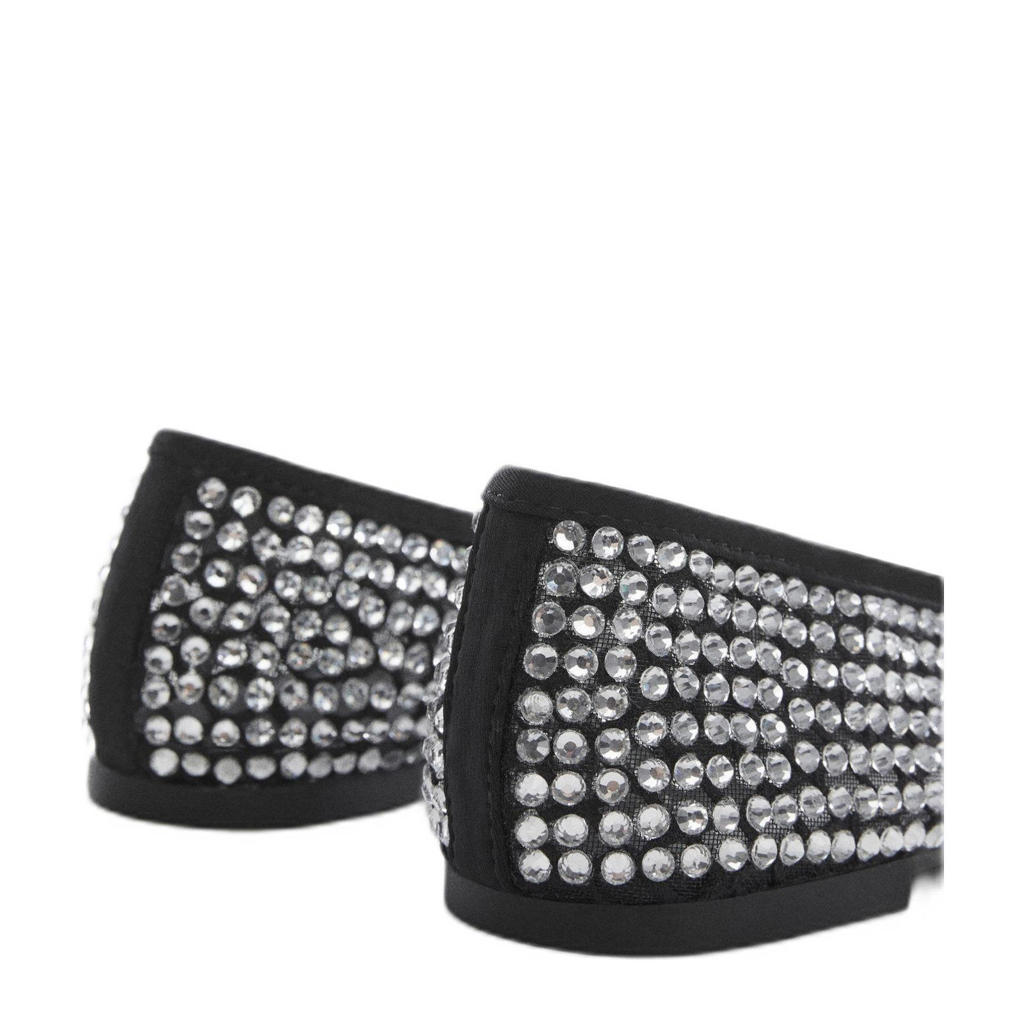 Mango ballerina's met strass zwart | wehkamp