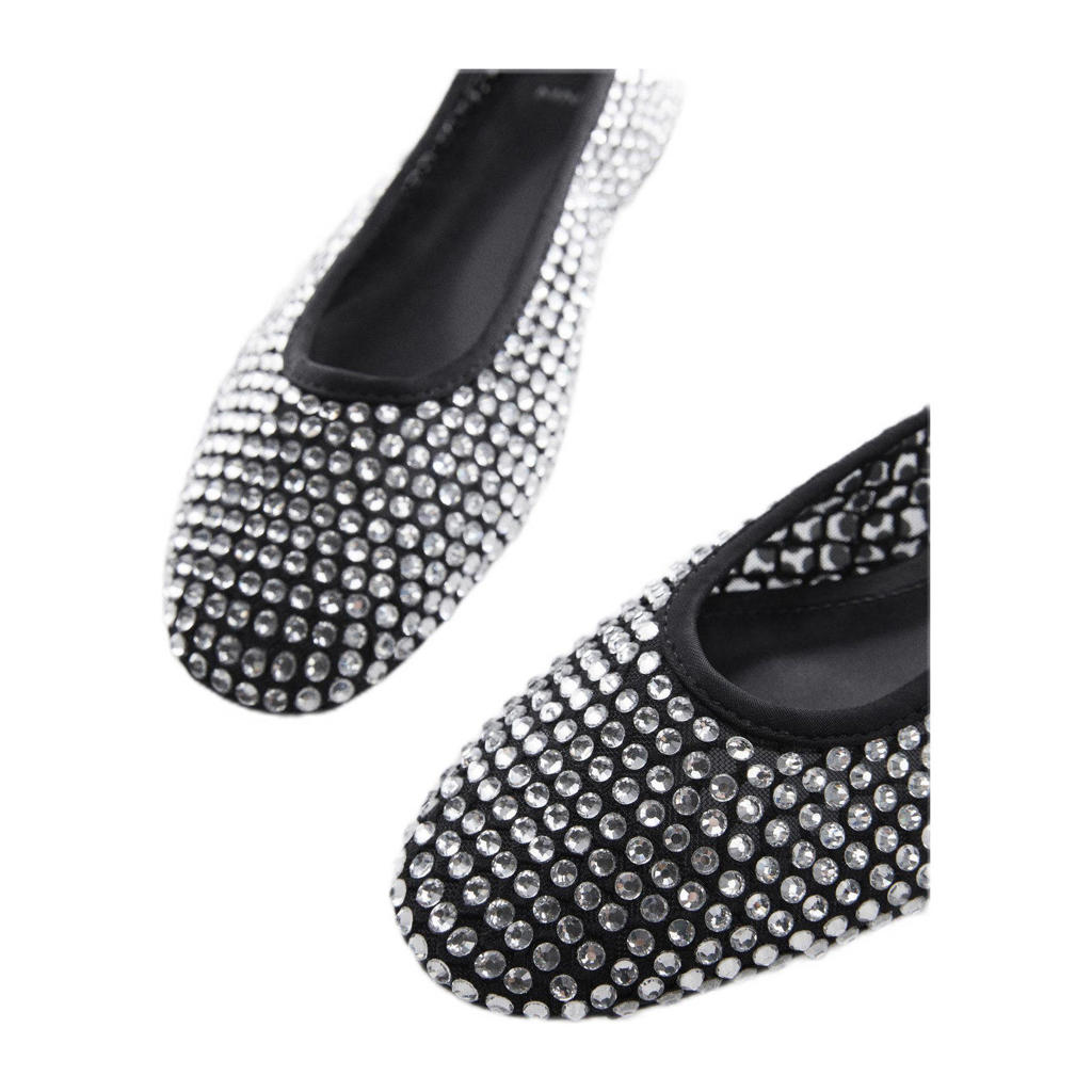 Mango ballerina's met strass zwart | wehkamp