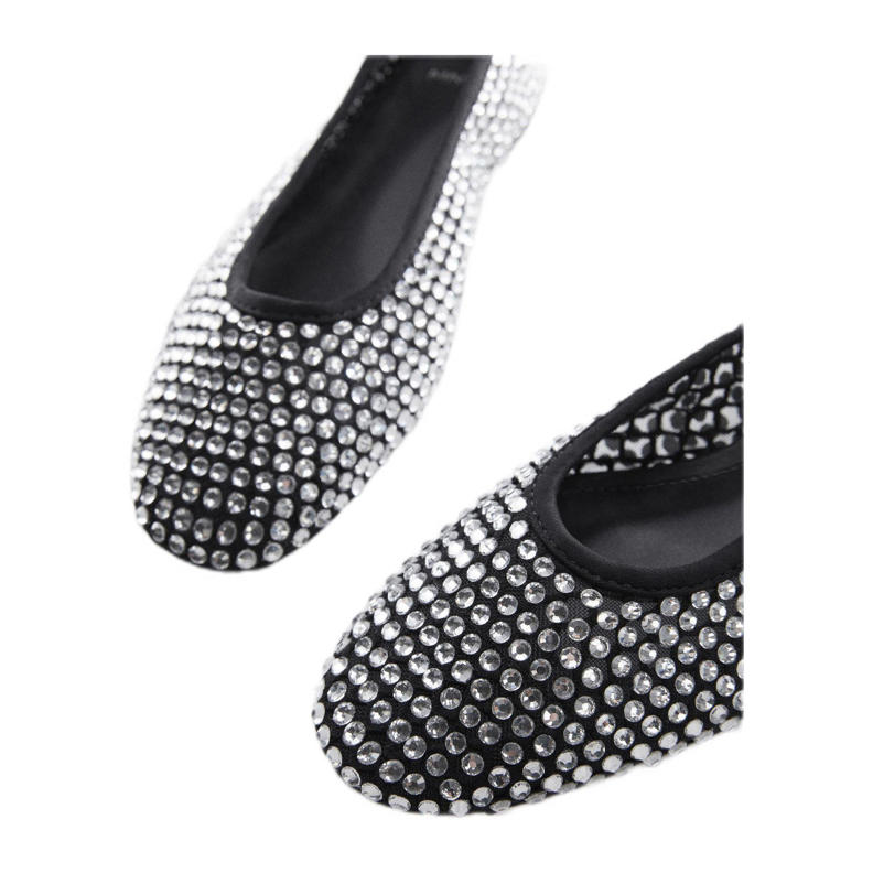 Mango ballerina's met strass zwart | wehkamp