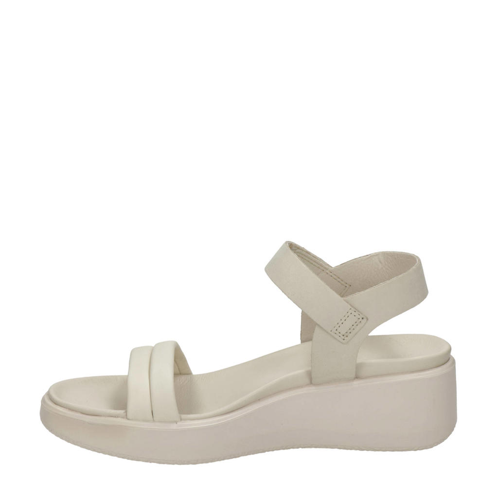 Ecco Flowt Wedge LX leren sandalen ecru | wehkamp