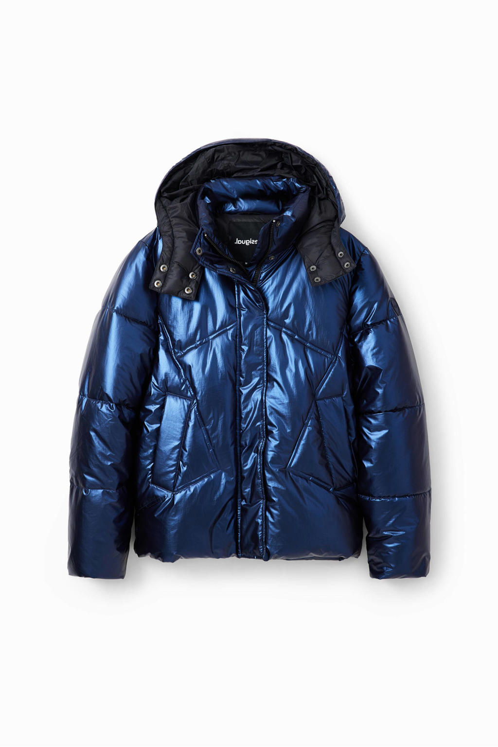 Desigual gewatteerde jas blauw metallic | wehkamp