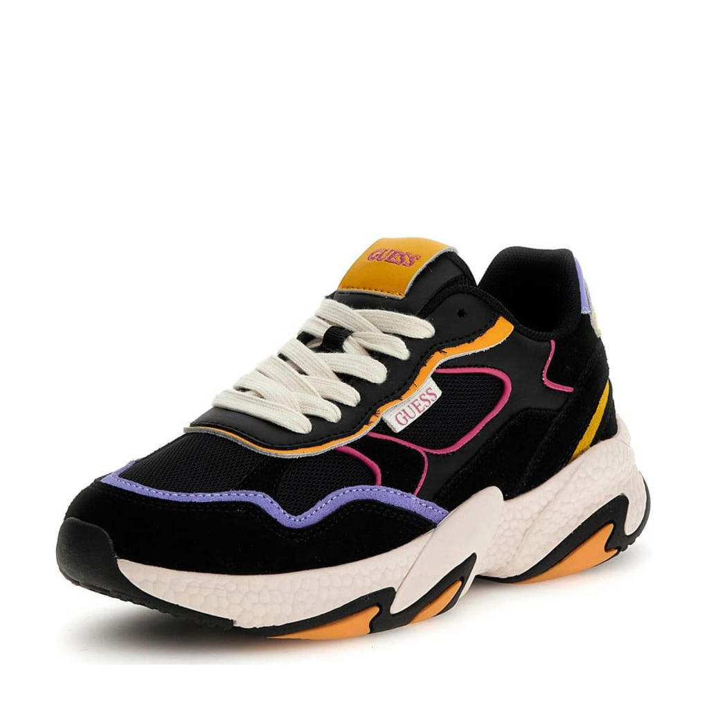 GUESS Nasla chunky leren sneakers zwart | wehkamp