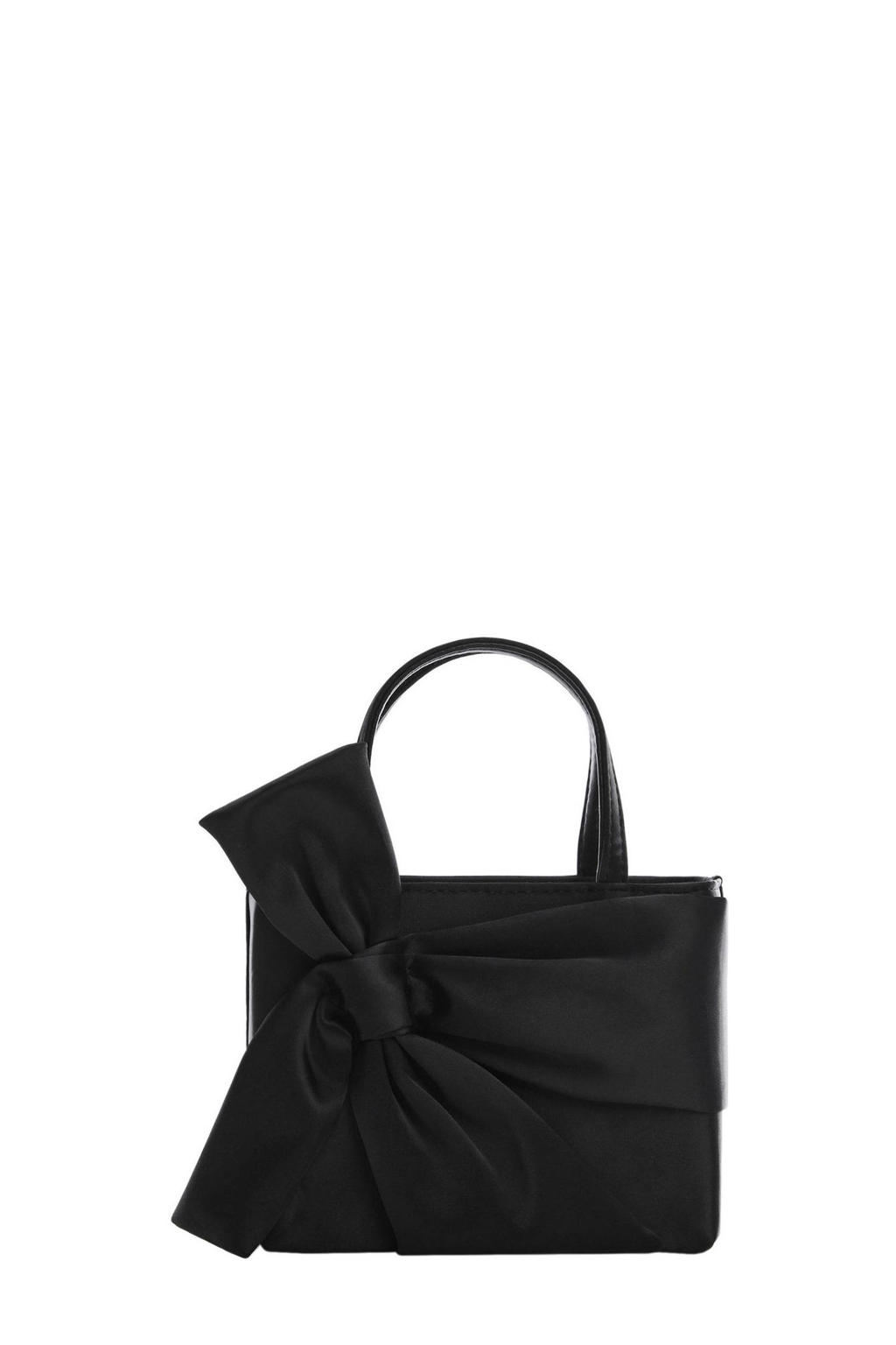 Mango mini shopper met strik zwart | wehkamp