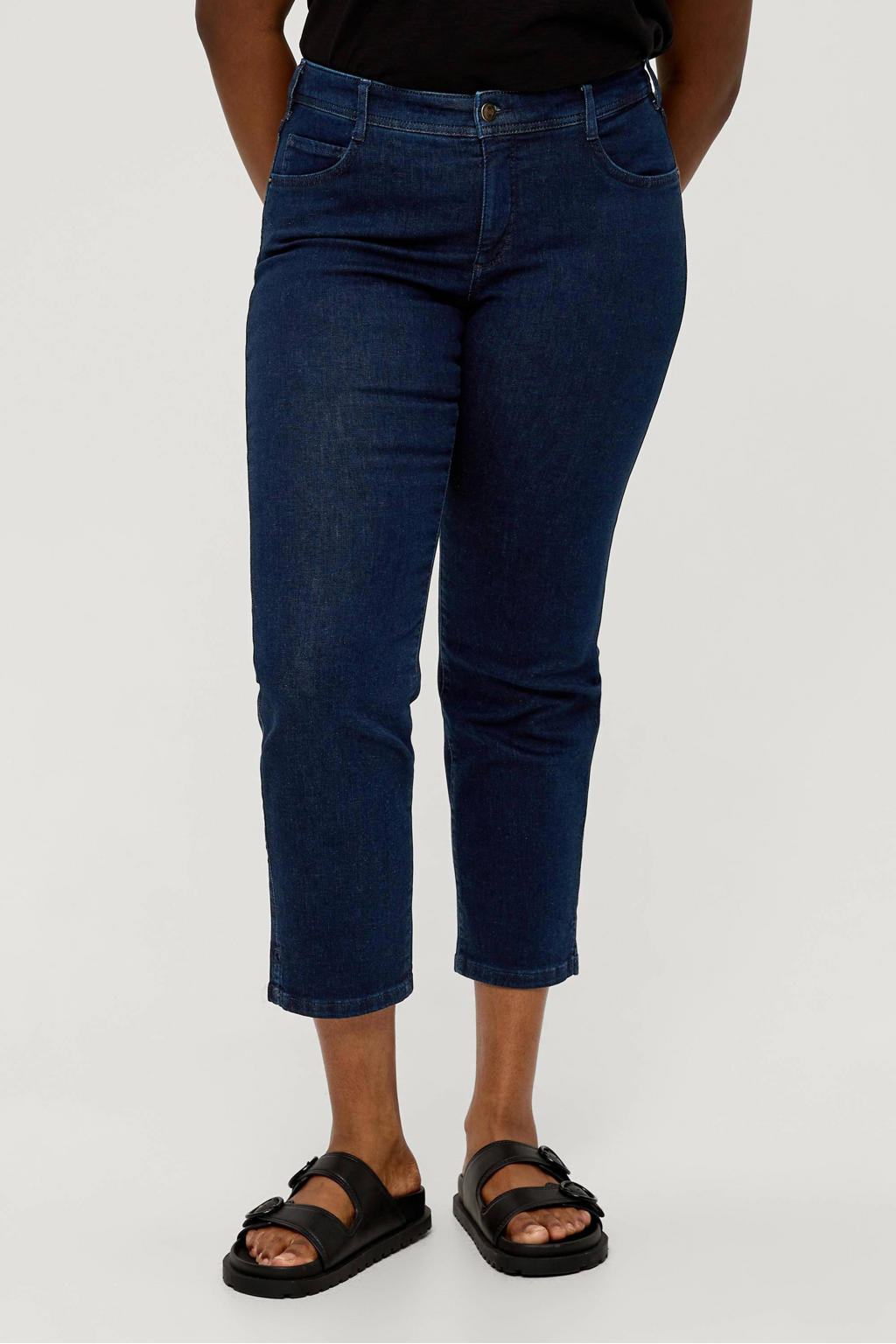 TRIANGLE cropped regular fit jeans black | wehkamp
