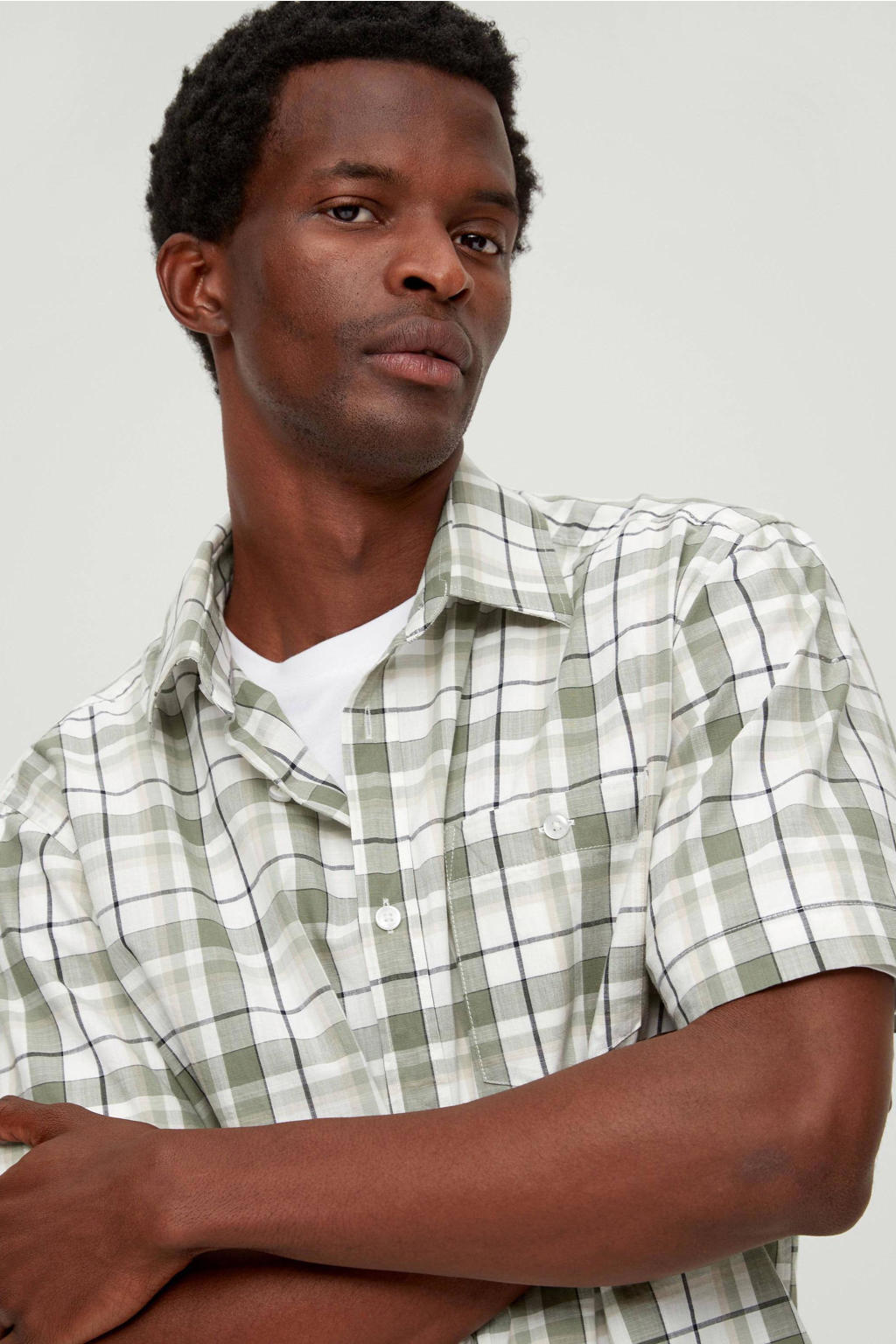 s.Oliver geruit regular fit overhemd groen | wehkamp