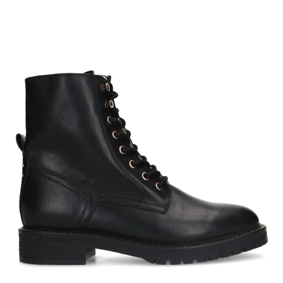 Manfield leren veterboots zwart | wehkamp