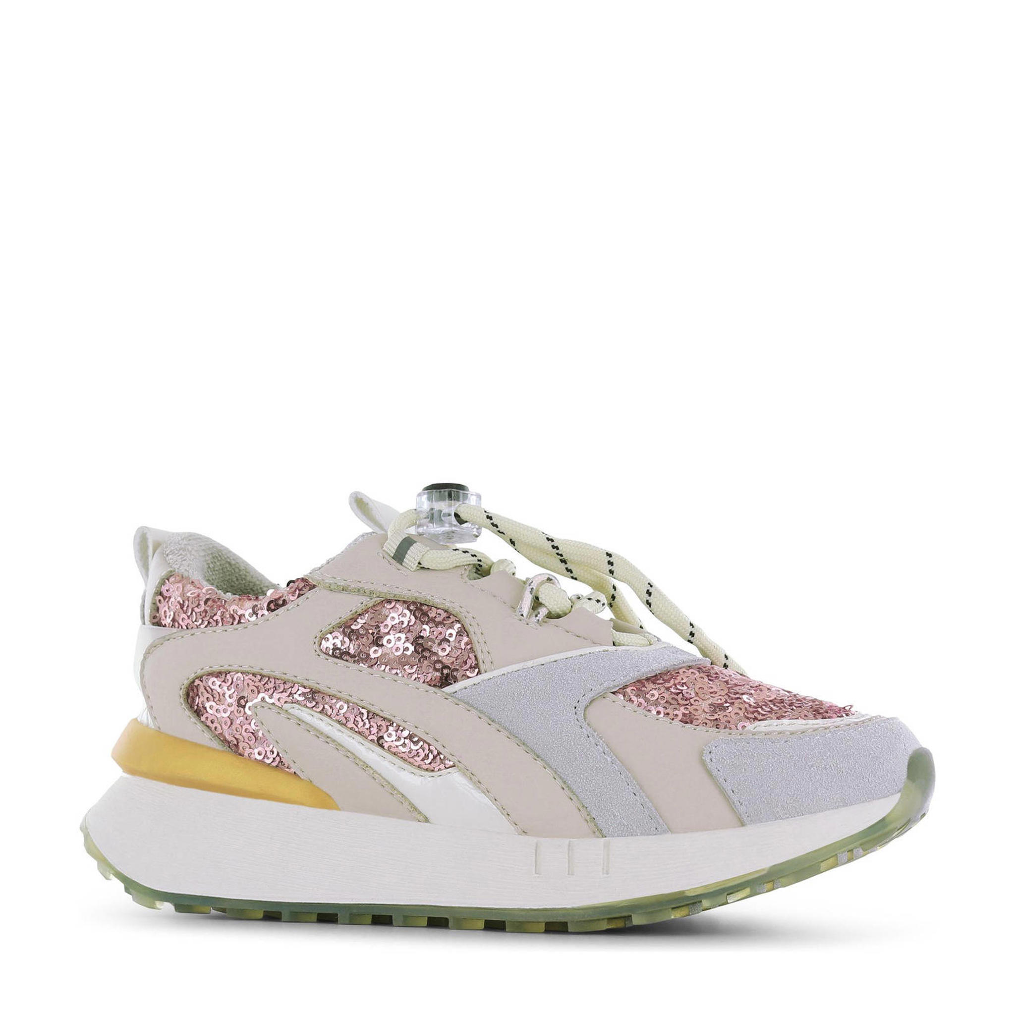 Barst chunky suède sneakers met pailletten roze | wehkamp