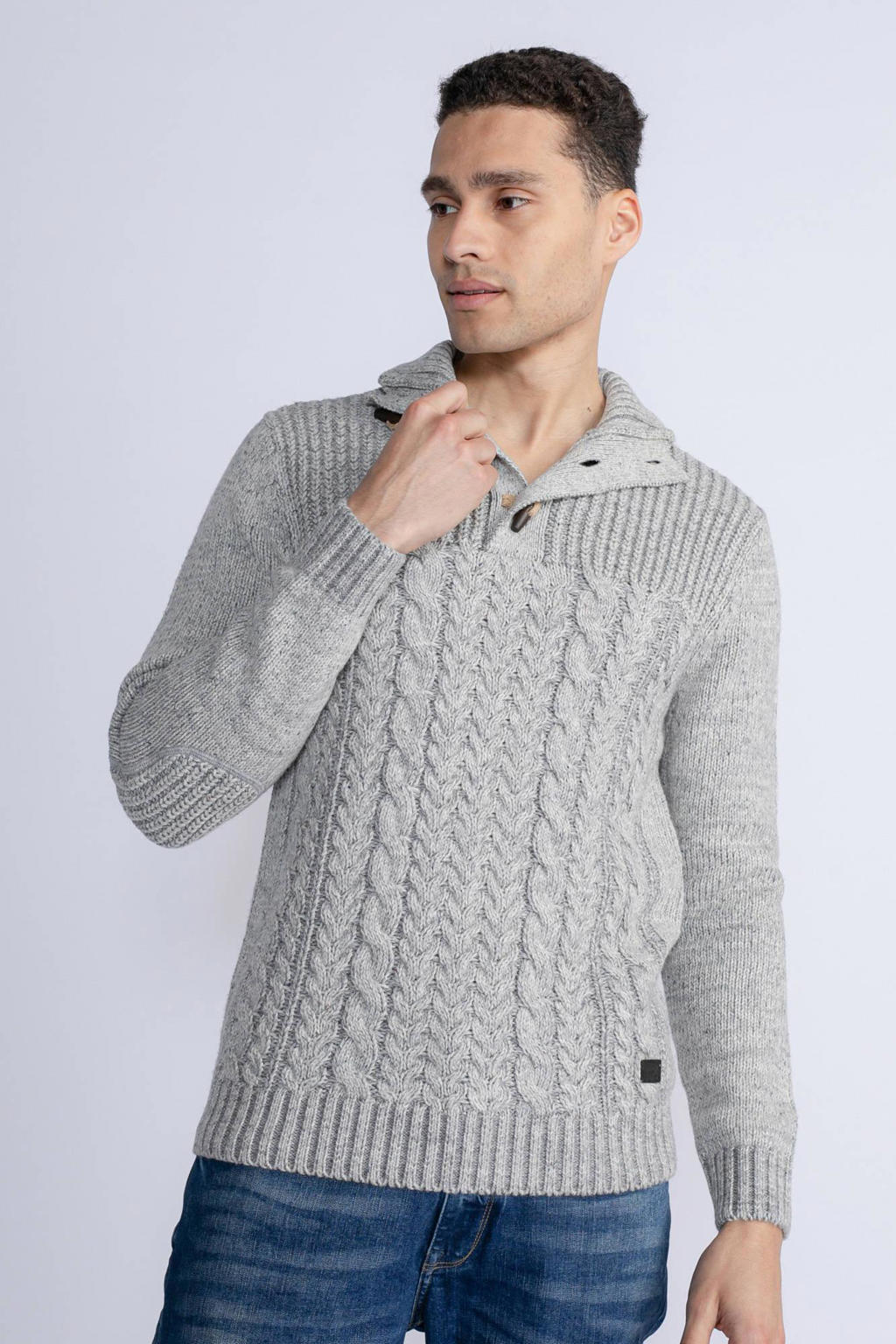 Petrol Industries kabeltrui light grey melee | wehkamp