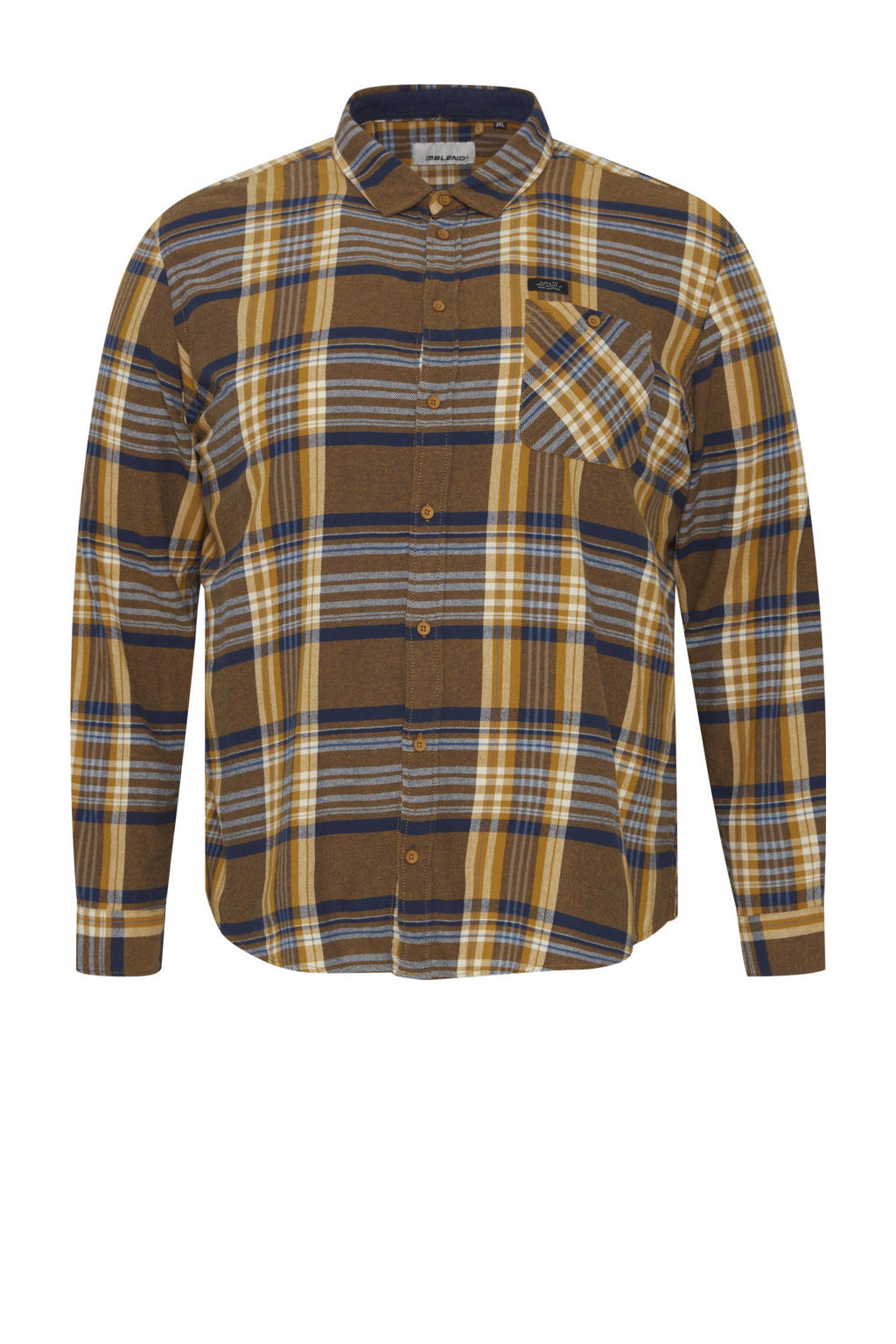 Blend Big geruit regular fit overhemd Plus Size buckthorn brown | wehkamp