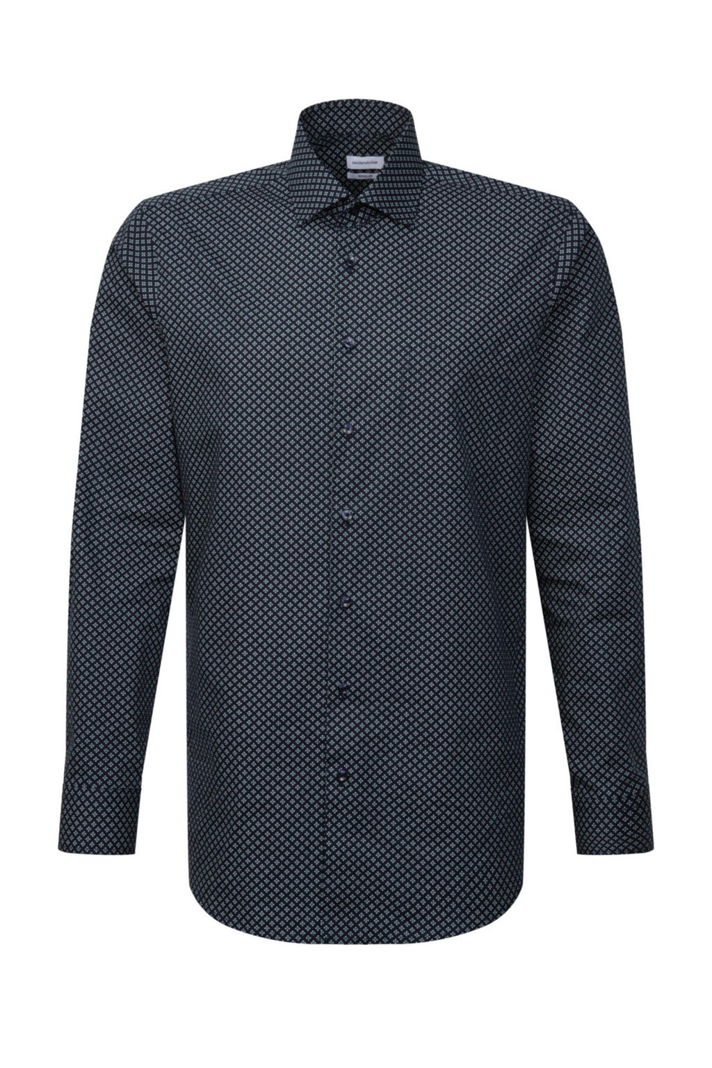 Seidensticker regular fit overhemd met all over print donkerblauw | wehkamp
