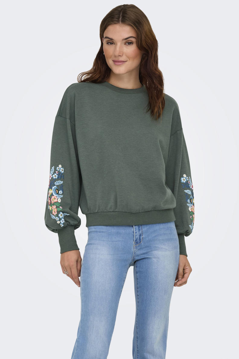 ONLY gebloemde sweater ONLBROOKE groen | wehkamp