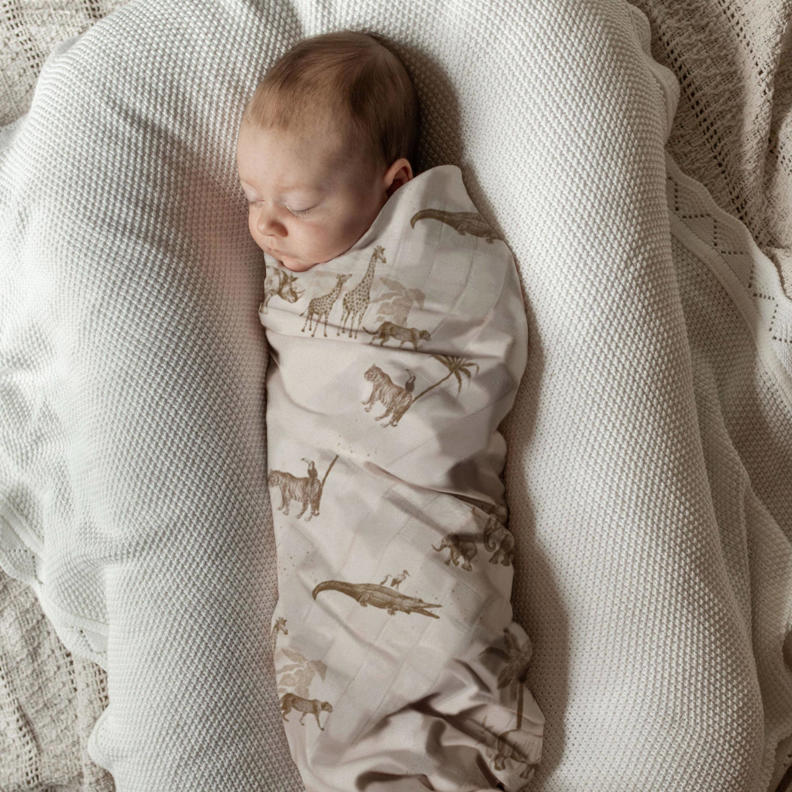 Yumi Baby hydrofiele doek 110x110 cmVintage Jungle Taupe | wehkamp