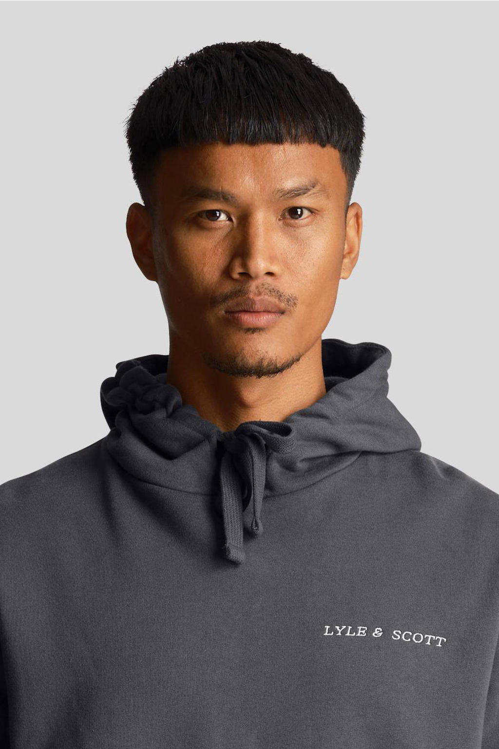 Lyle & Scott hoodie met logo en borduursels gunmetal | wehkamp