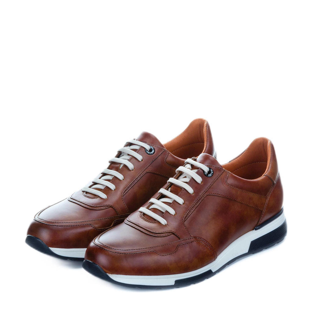 Van Lier Positano leren sneakers cognac | wehkamp