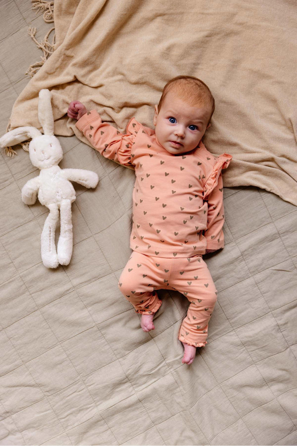 Quapi baby longsleeve CECILE met all over print zalmroze/bruin | wehkamp