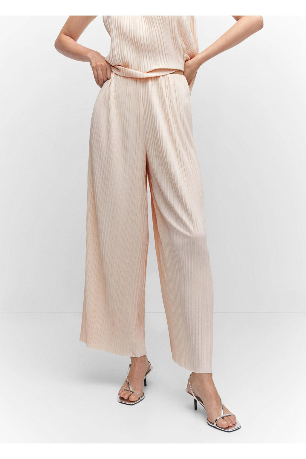 Mango high waist wide leg pantalon Veronab beige | wehkamp