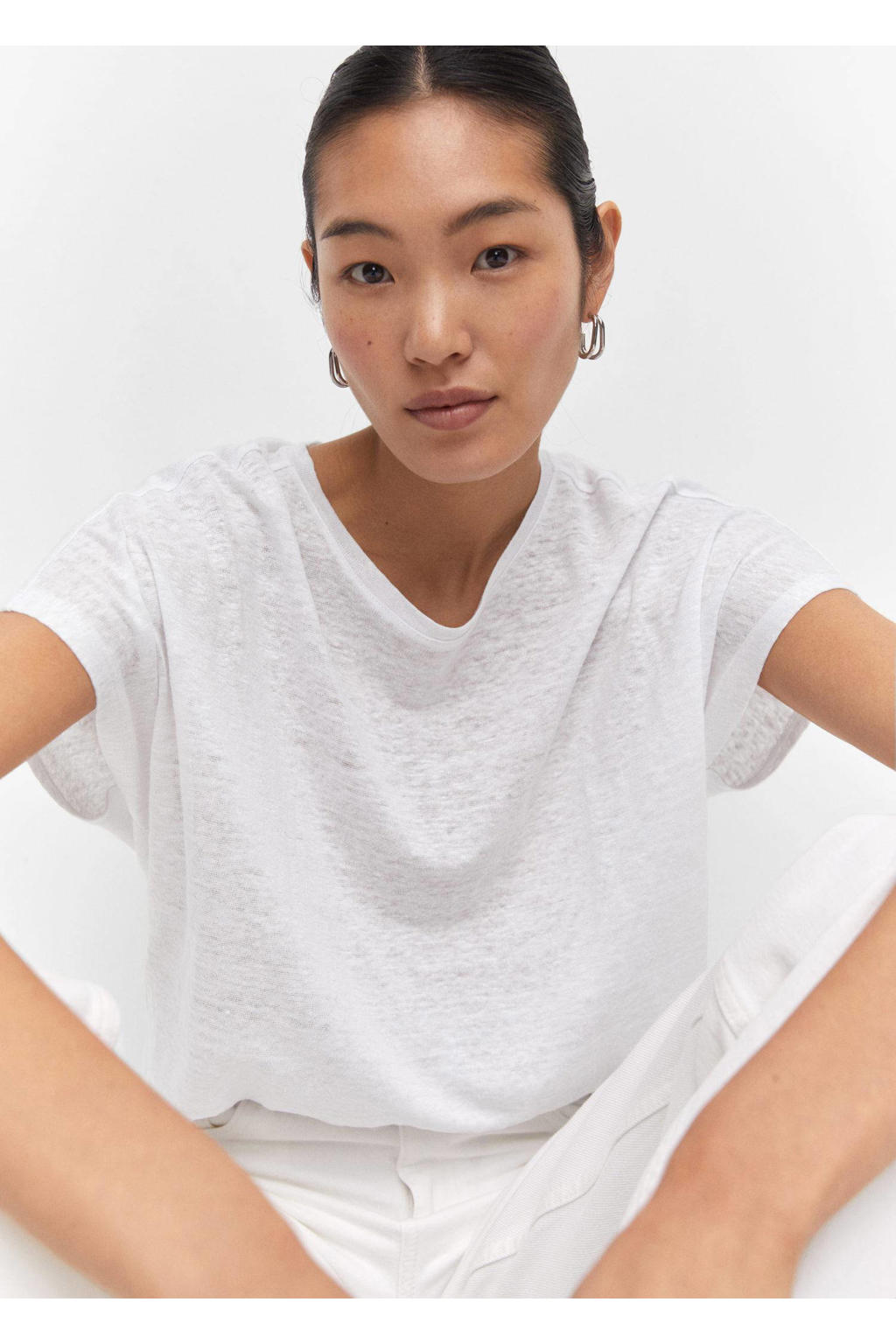 Mango linnen T-shirt wit kopen? | Morgen in huis | wehkamp
