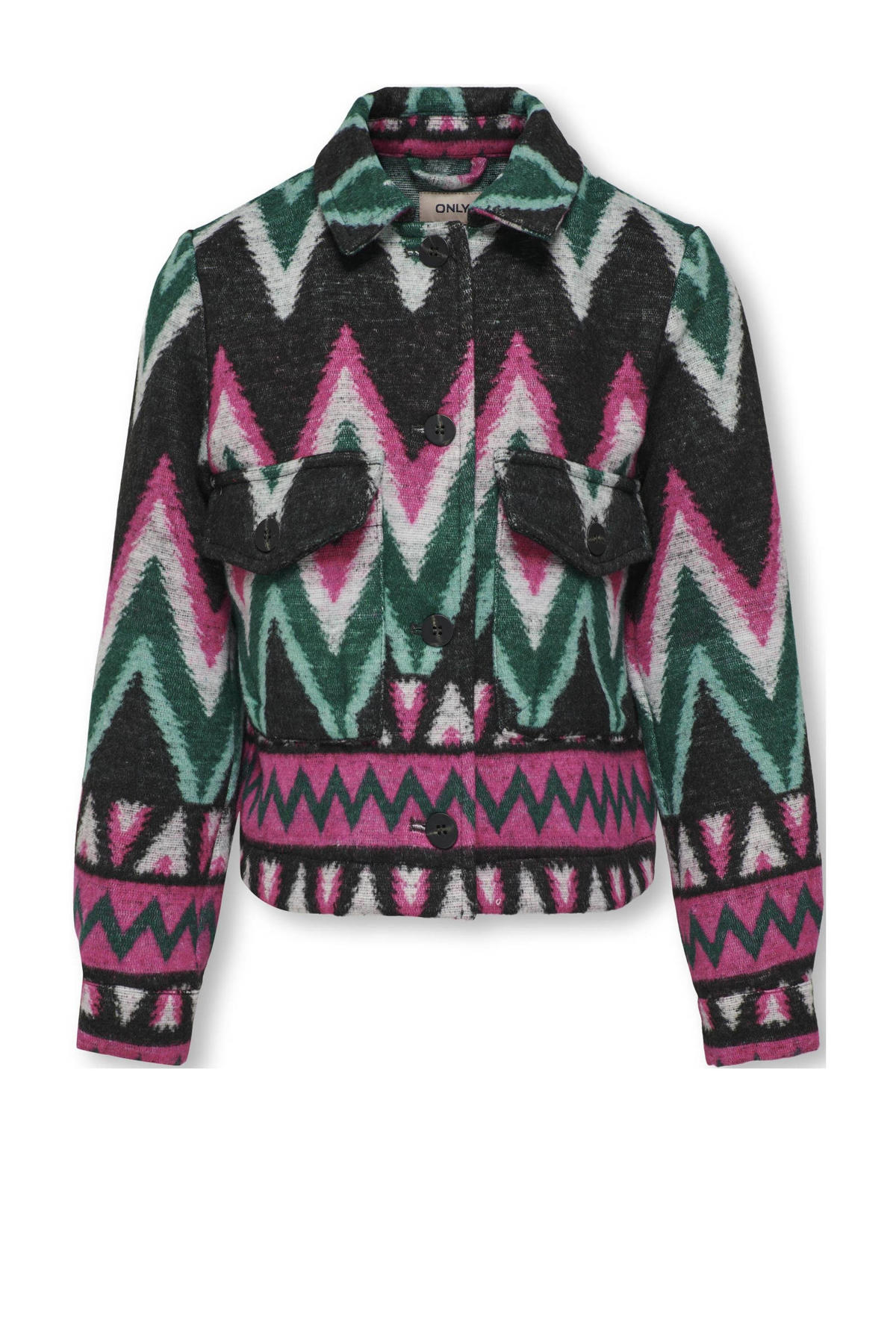 KIDS ONLY GIRL shacket tussenjas KOGPIL AZTEC met all over print zwart ...