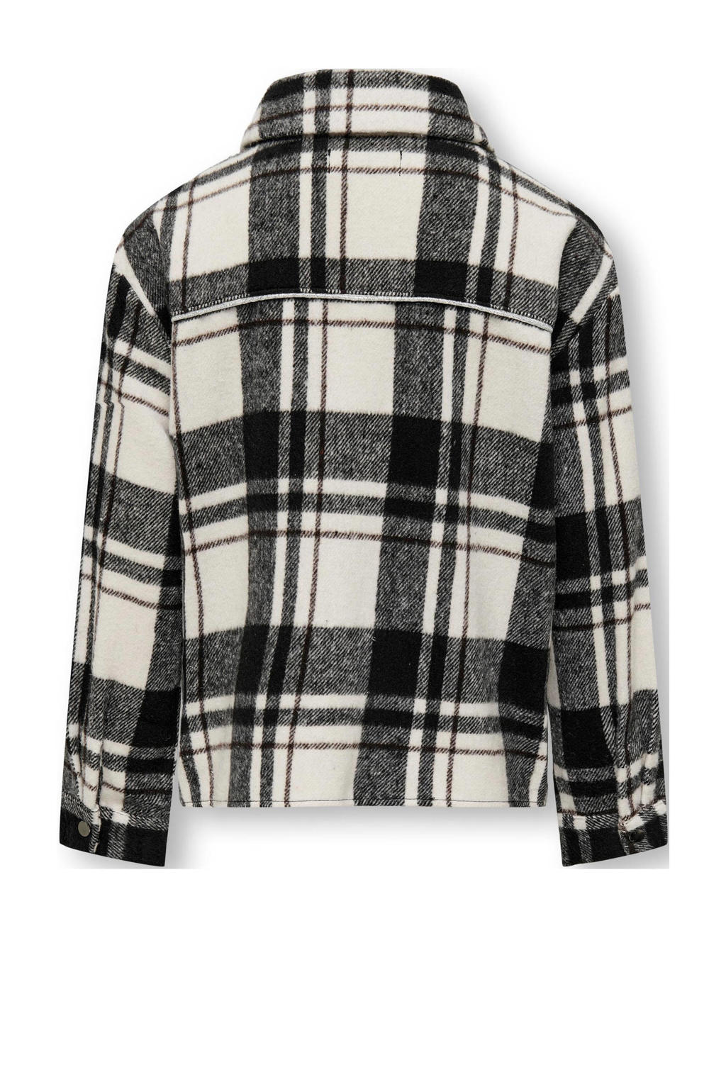 KIDS ONLY GIRL geruite shacket tussenjas KOGKINSLEY zwart/wit | wehkamp