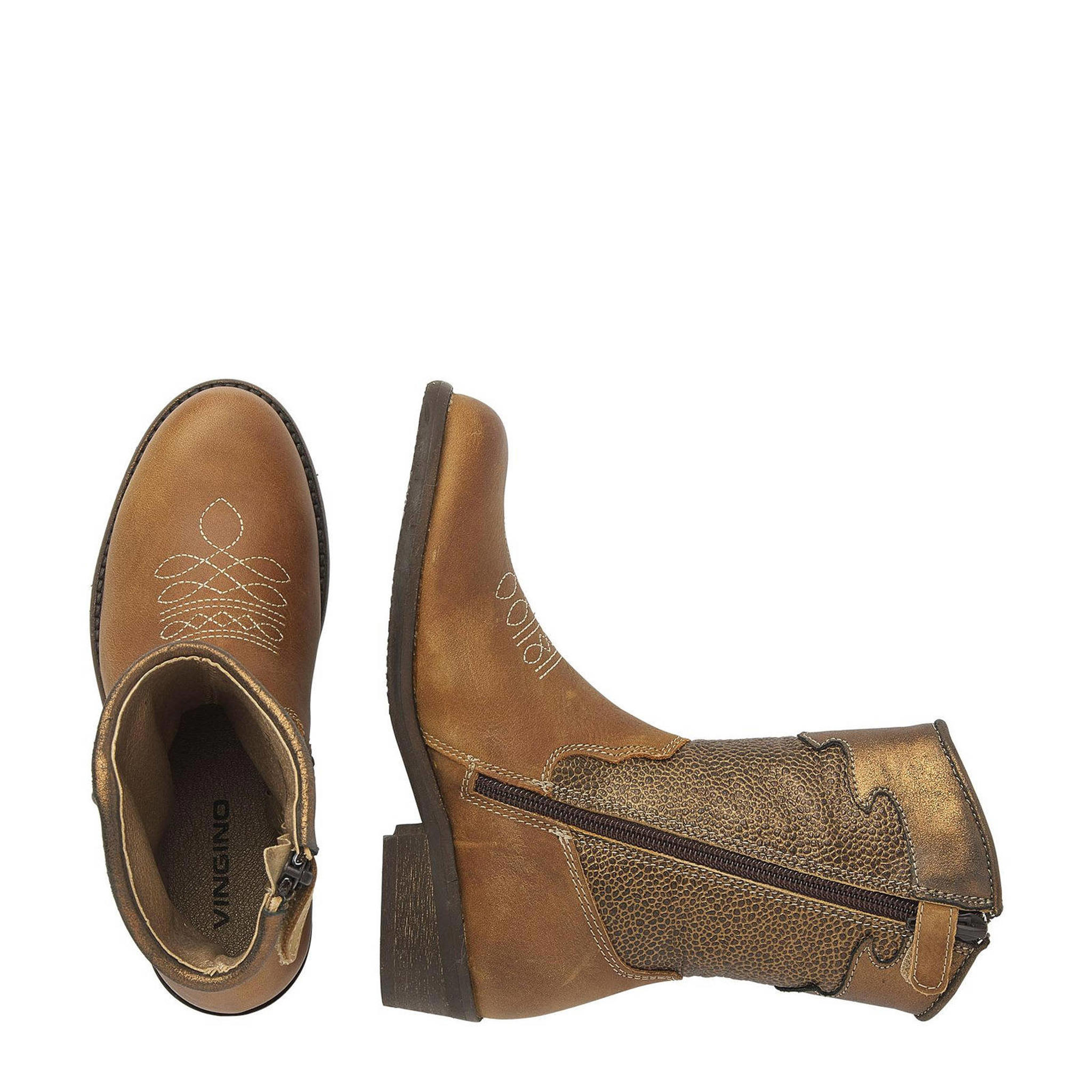 Vingino Vera Xhi leren cowboylaarzen cognac | wehkamp