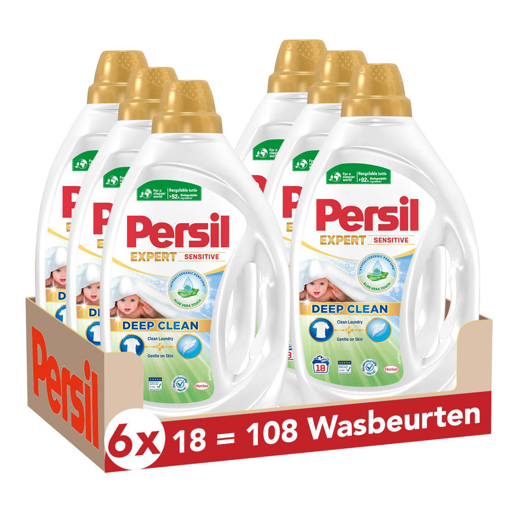 Persil Sensitive Gel wasmiddel - voordeelverpakking - 6 x 18 wasbeurten ...