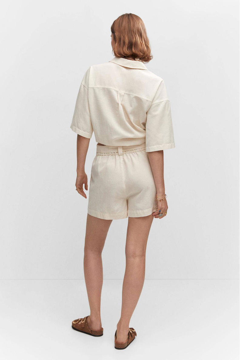 Mango high waist straight fit short Lina met linnen ecru | wehkamp