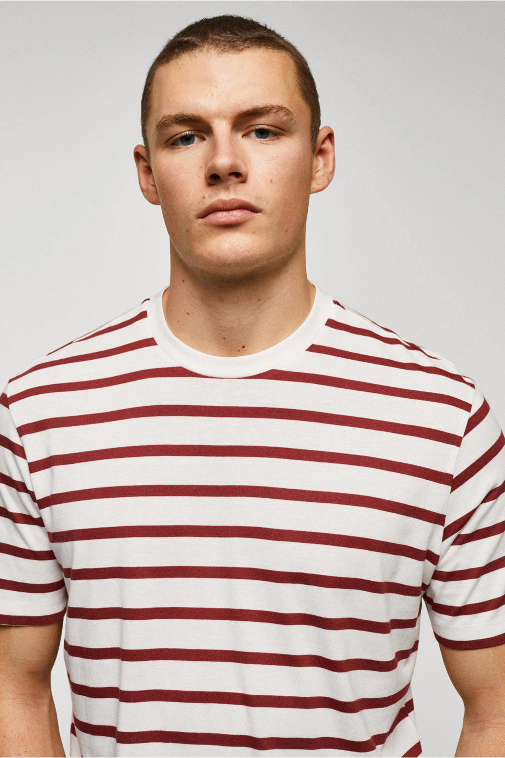 Mango Man gestreept regular fit T-shirt wit / rood | wehkamp