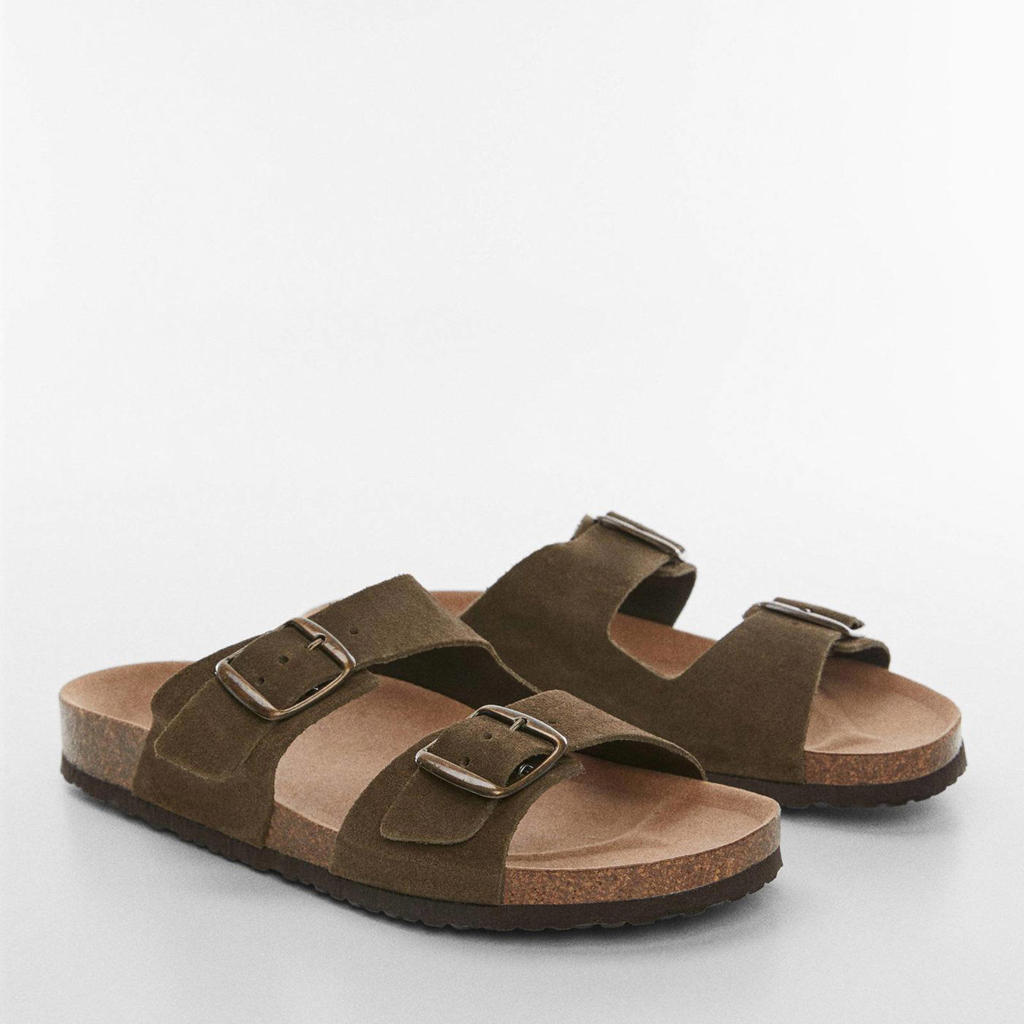 Mango Man suède slippers bruin | wehkamp