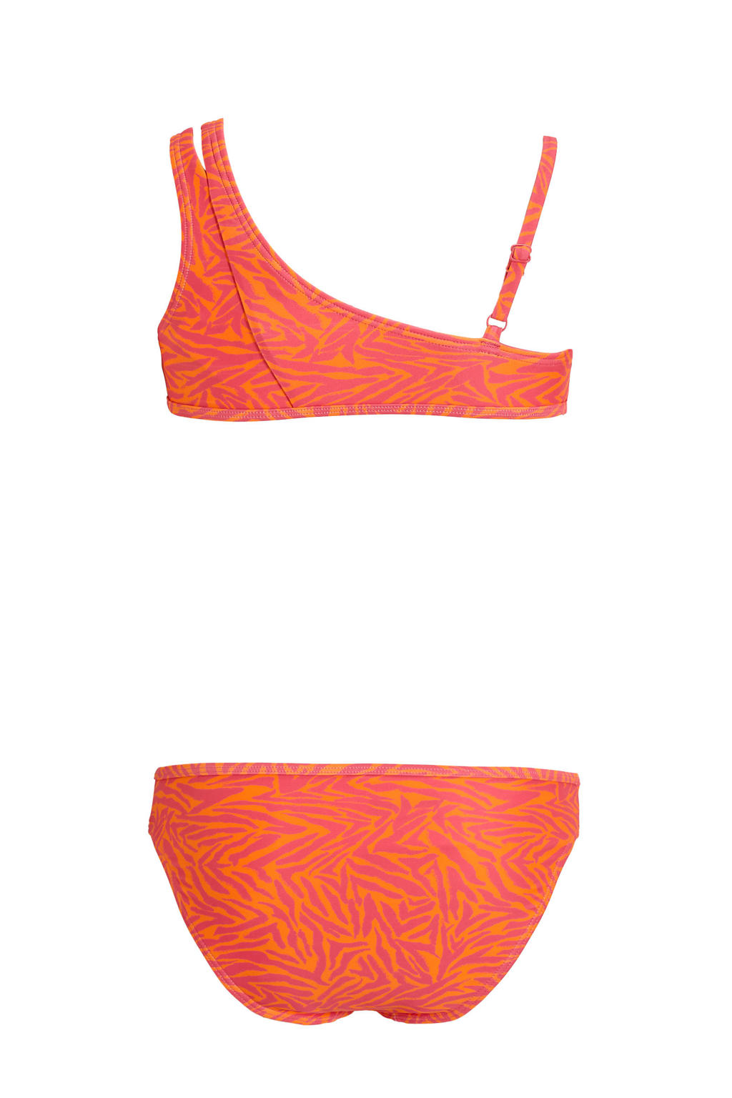 BEACHWAVE one shoulder bikini oranje/roze | wehkamp