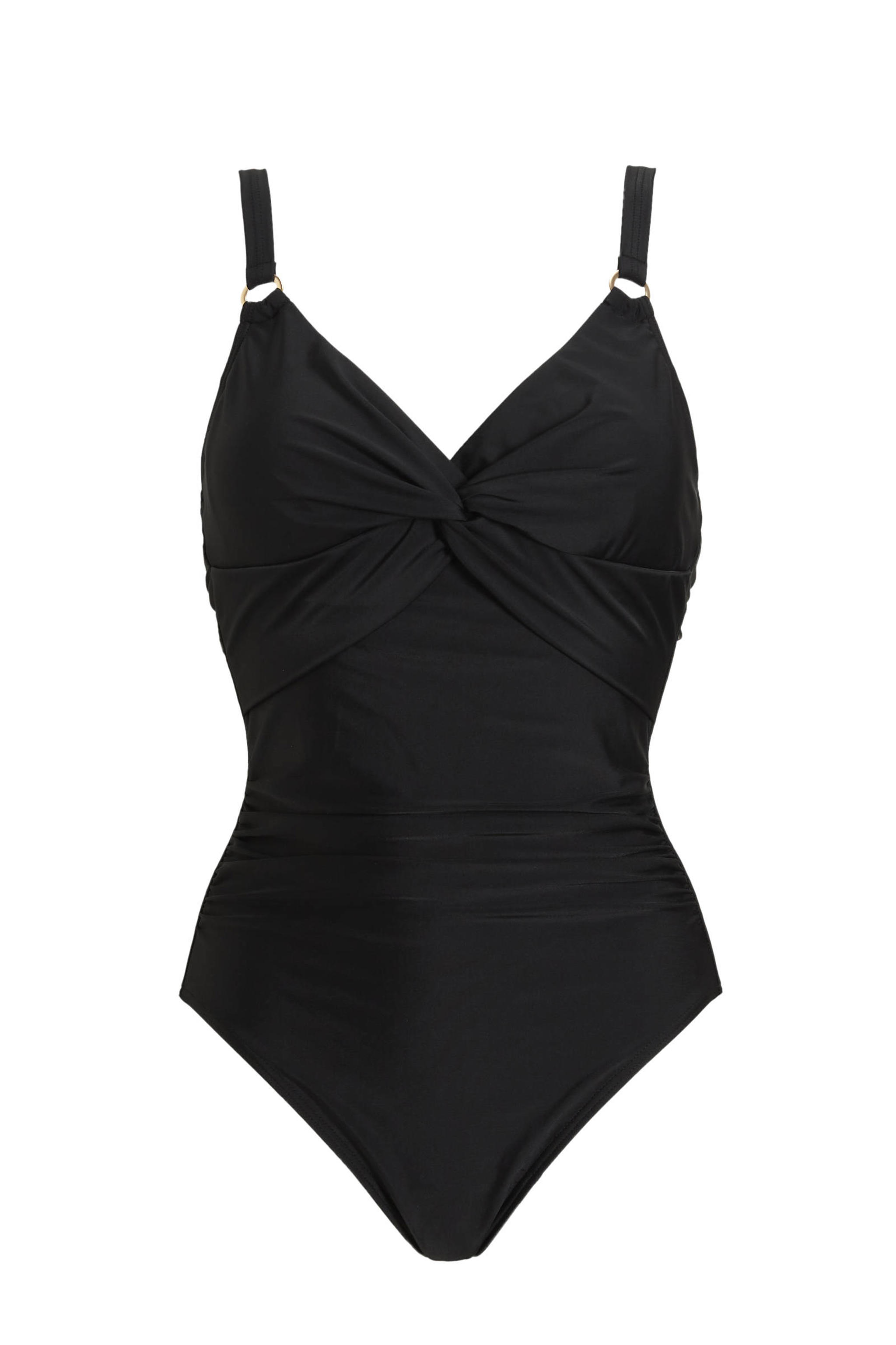 BEACHWAVE corrigerend badpak met knoopdetail zwart | wehkamp