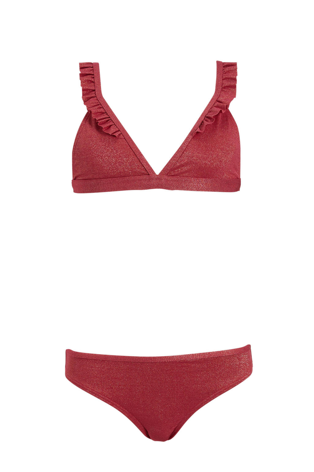 BEACHWAVE bikini met ruches en lurex roze | wehkamp