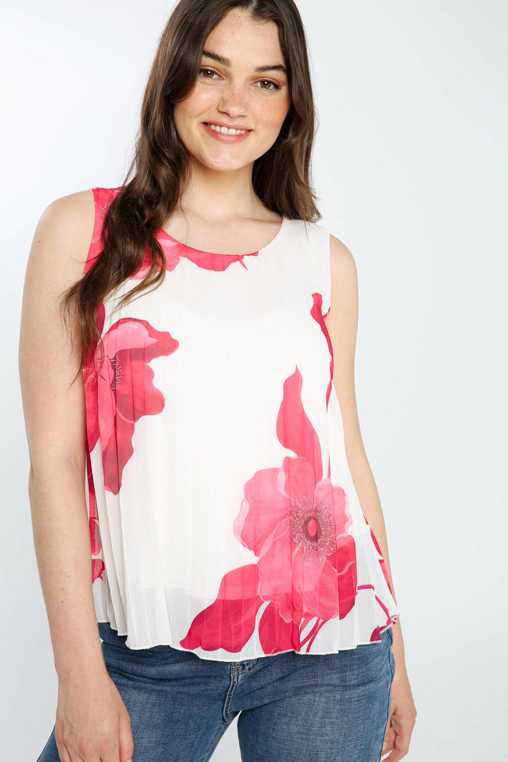 Cassis gebloemde top wit/roze | wehkamp