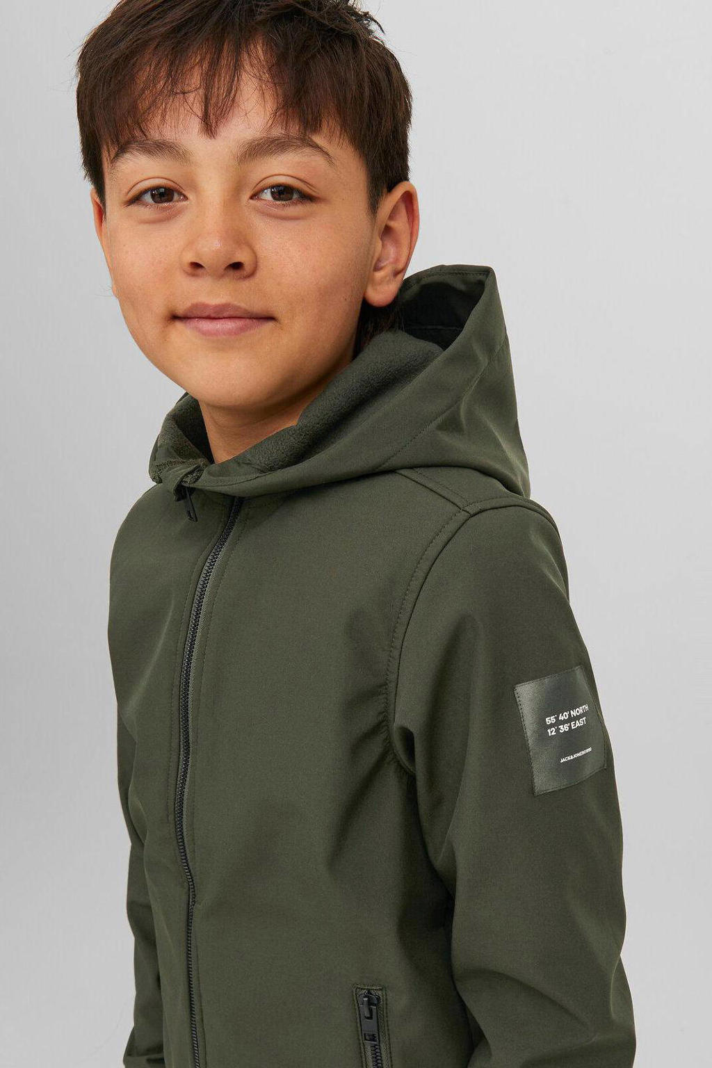 JACK & JONES JUNIOR softshell jas JJEBASIC SOFTSHELL donkergroen | wehkamp