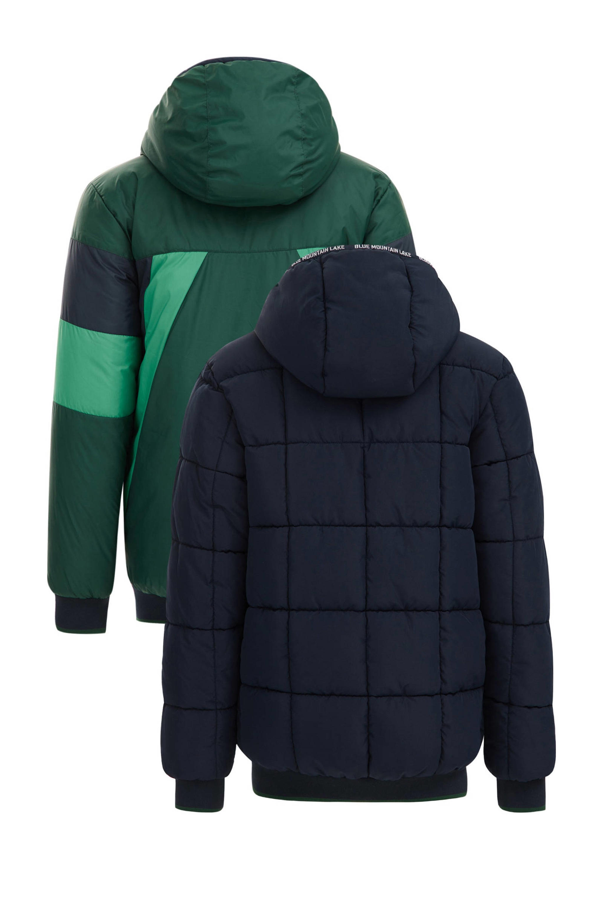 WE Fashion Jasper reversible winterjas groen/donkerblauw | wehkamp