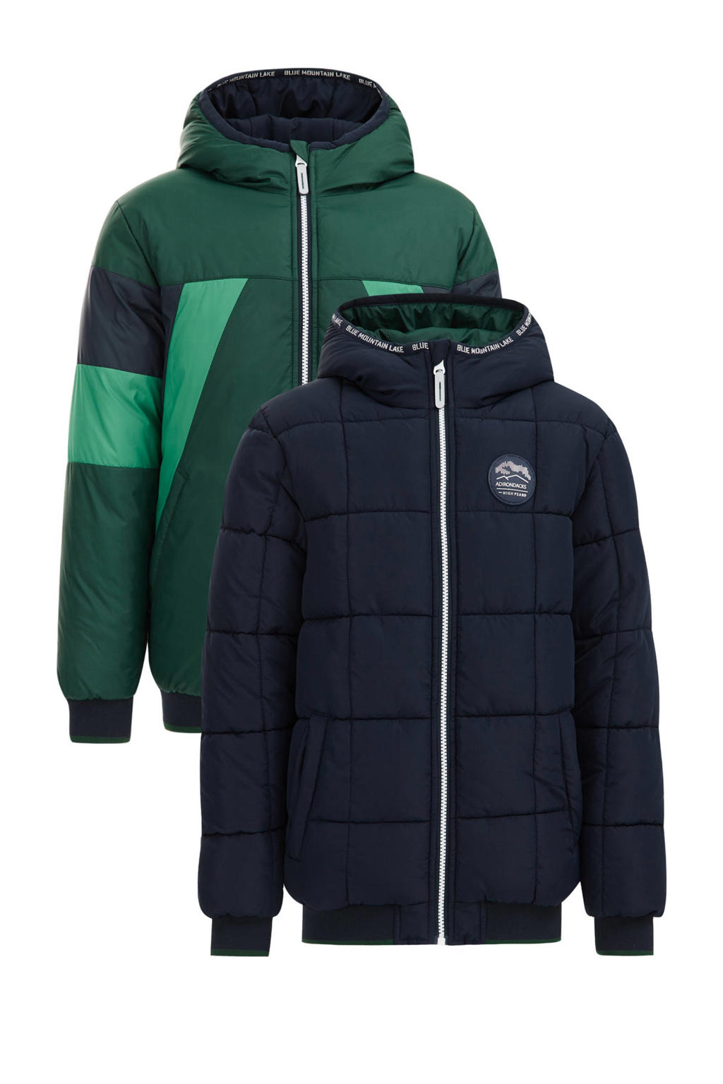 WE Fashion Jasper reversible winterjas groen/donkerblauw | wehkamp