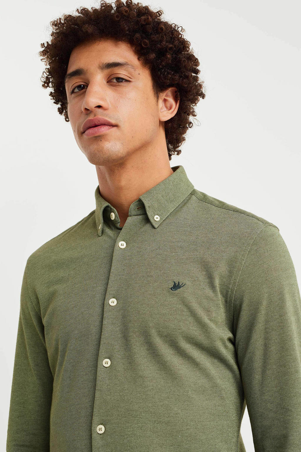 WE Fashion slim fit overhemd loden green | wehkamp