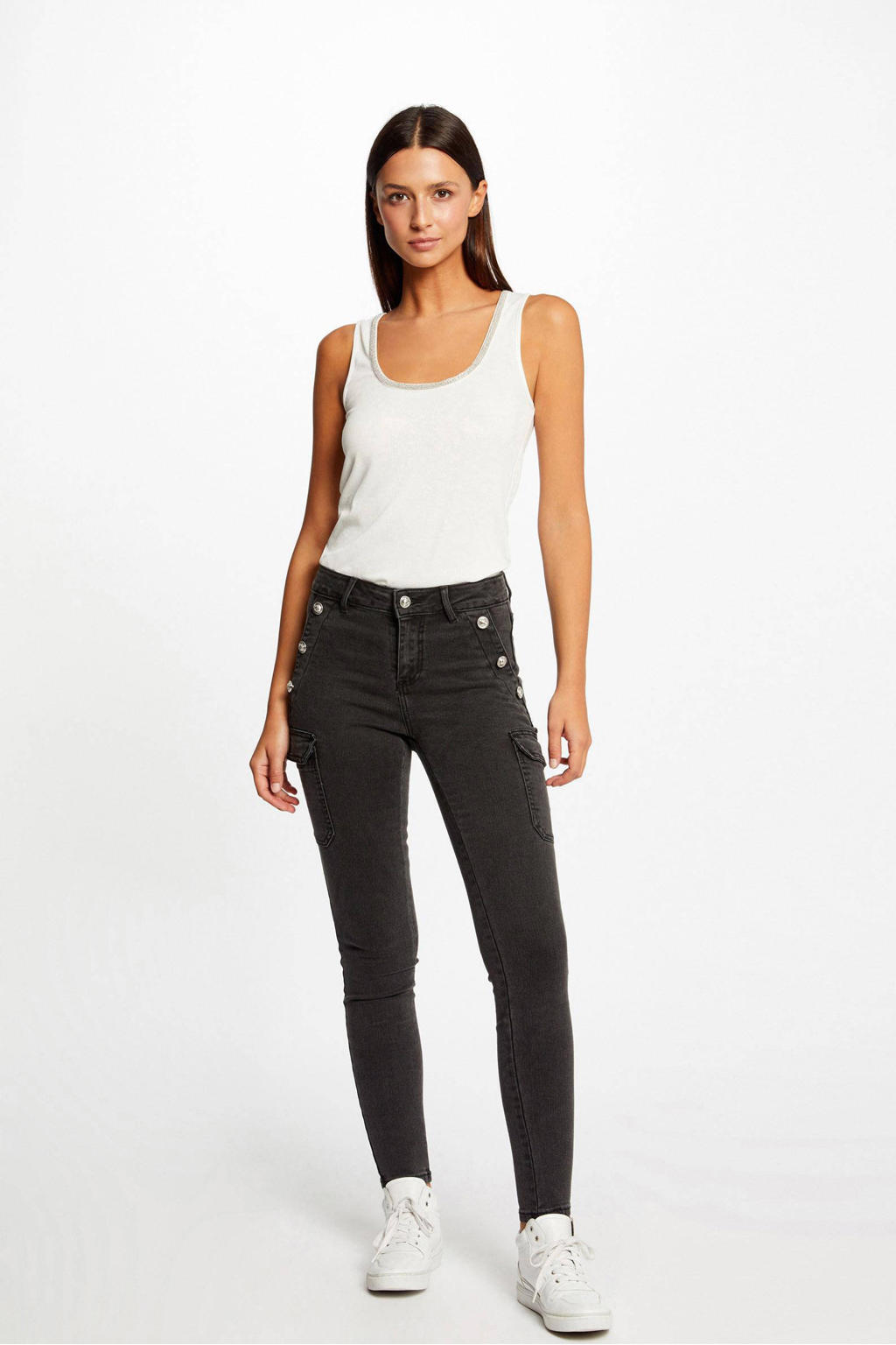 Morgan skinny cargo jeans grijs | wehkamp