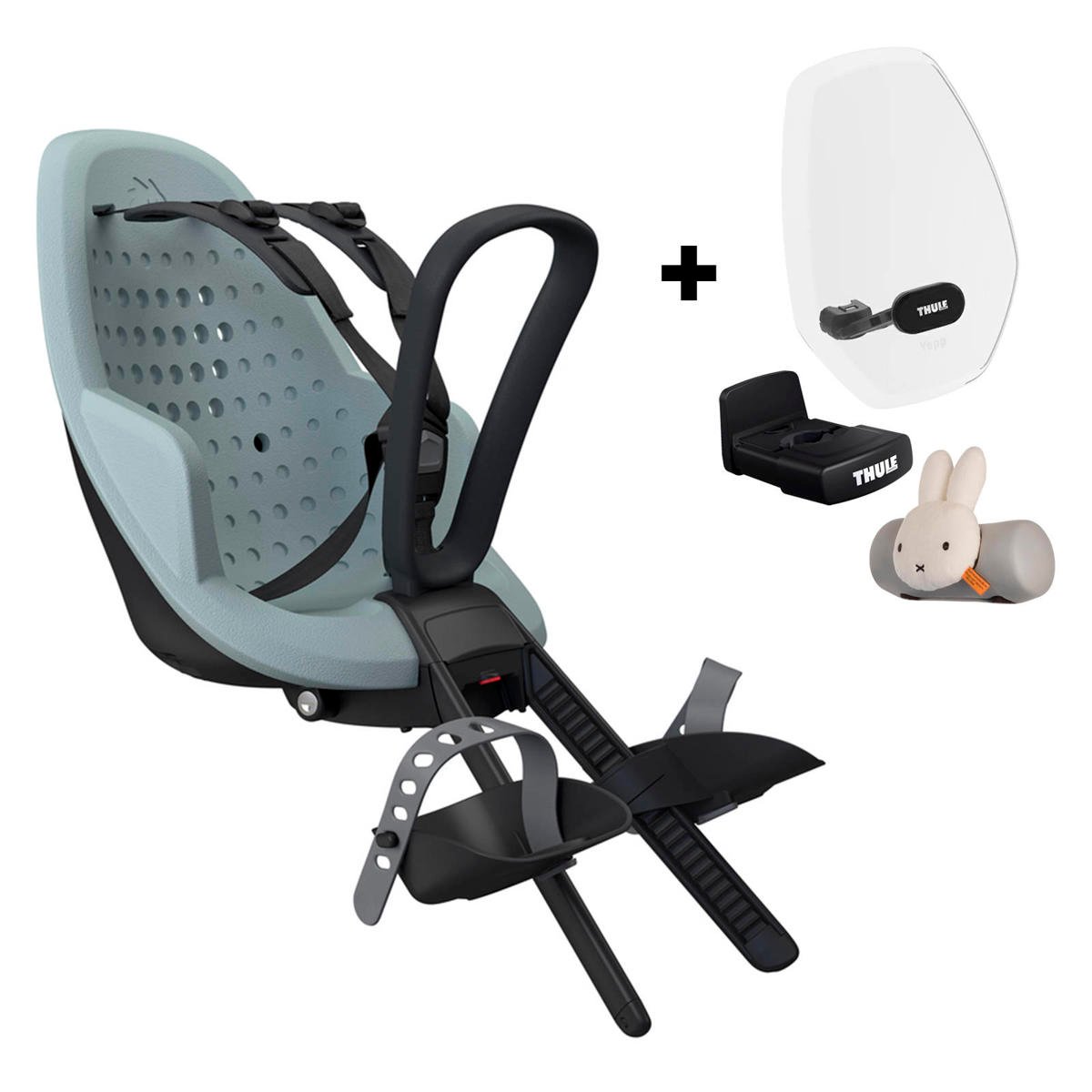 Thule Yepp 2 mini voorzitje Agave + windscherm, slaaprol Nijntje ...