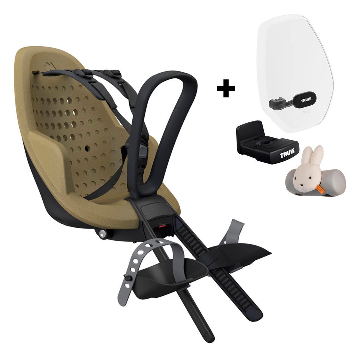 Thule yepp 2 mini voorzitje Agave + windscherm, slaaprol Nijntje ...